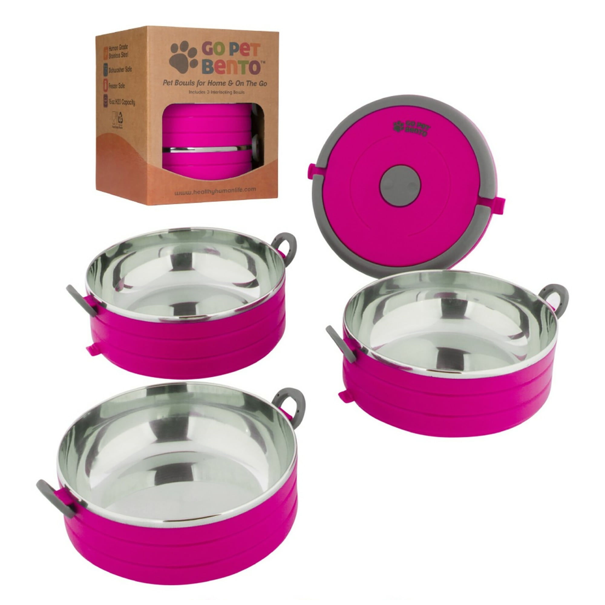 Healthy Human Travel Dog Bowls | Stainless Steel Go Pet Bento Bowl ...