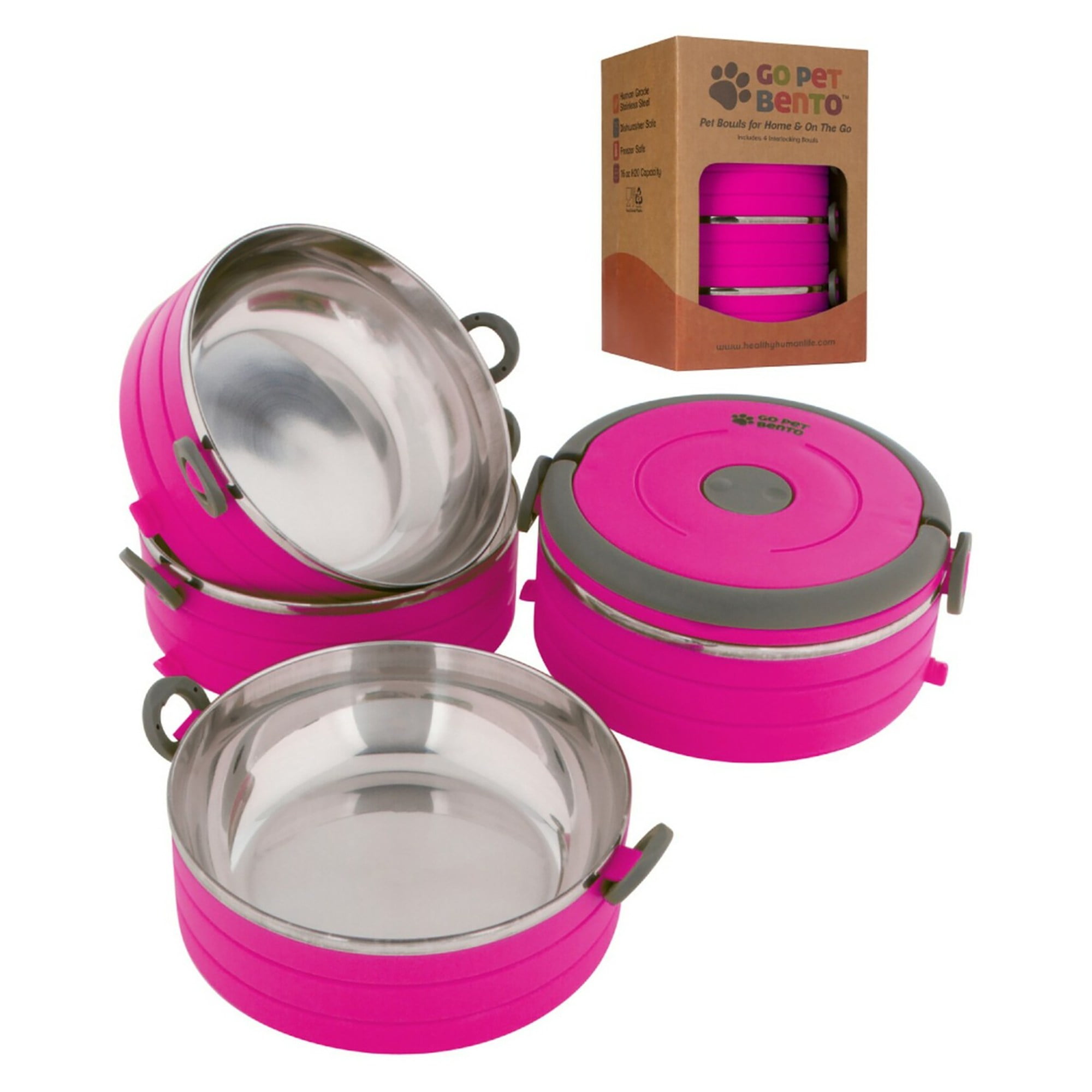Healthy Human Travel Dog Bowls | Stainless Steel Go Pet Bento Bowl ...