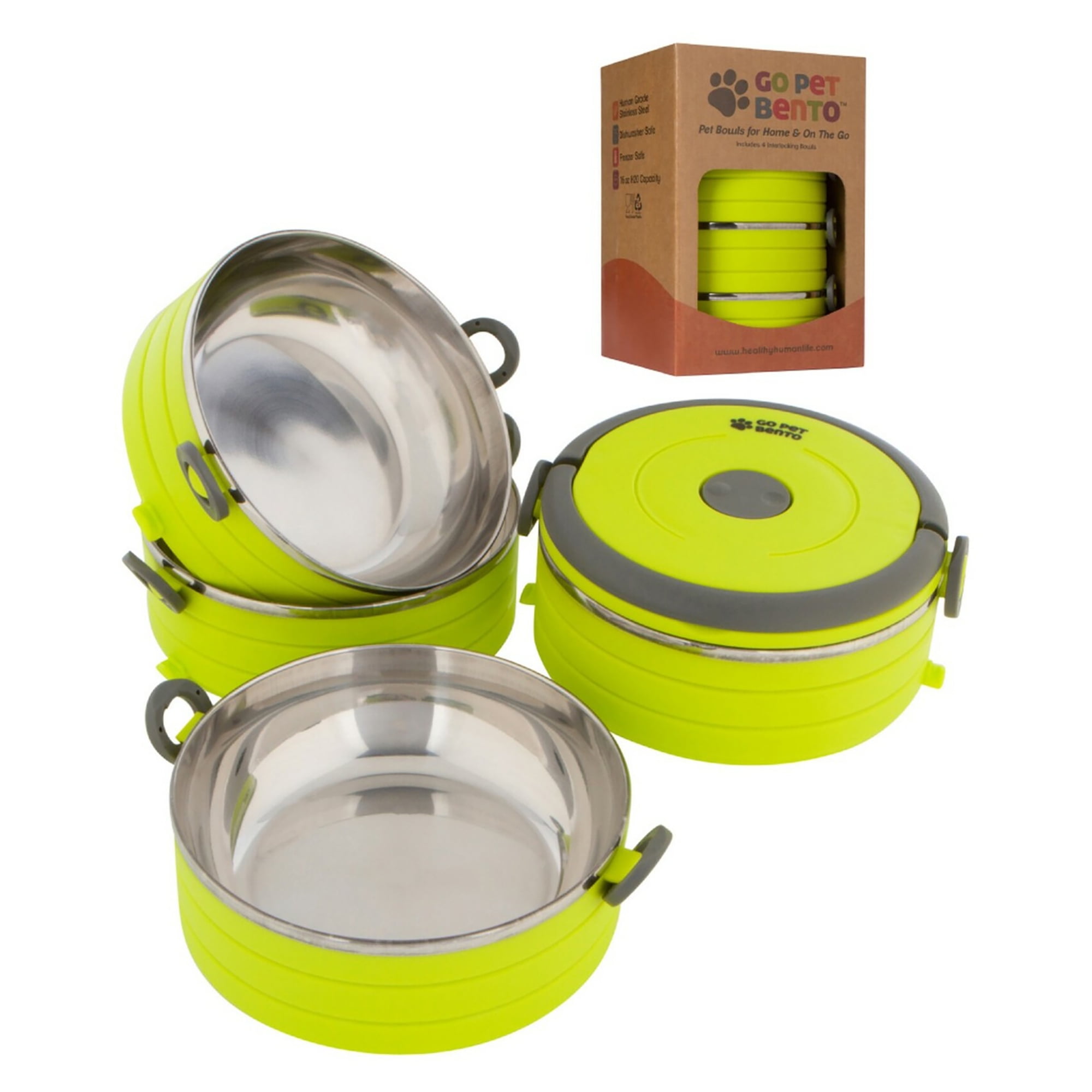 Healthy Human Travel Dog Bowls | Stainless Steel Go Pet Bento Bowl ...
