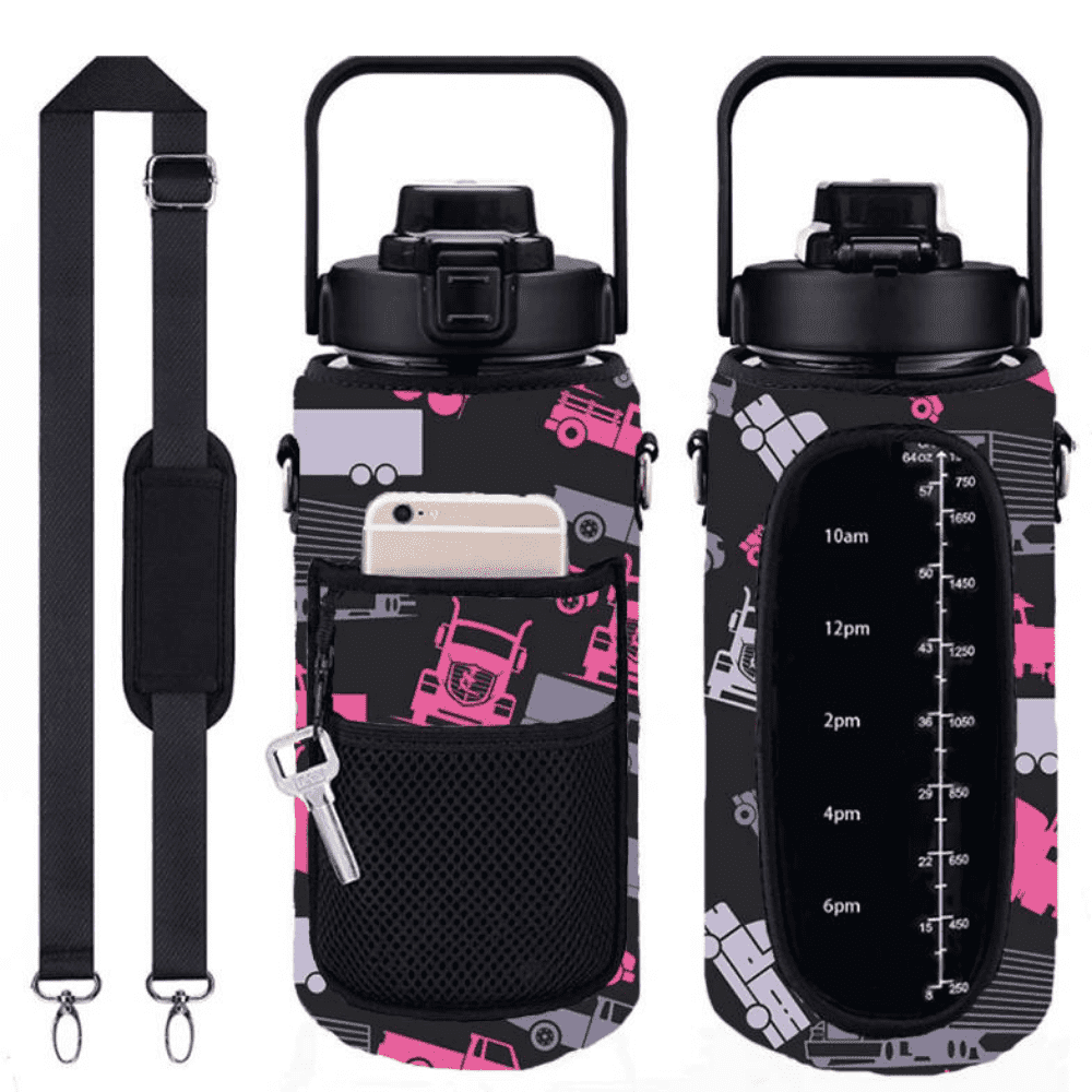 Healthy & Hydrated 2 Liter Travel Water Bottle Hot Pink Trucker Camo ...
