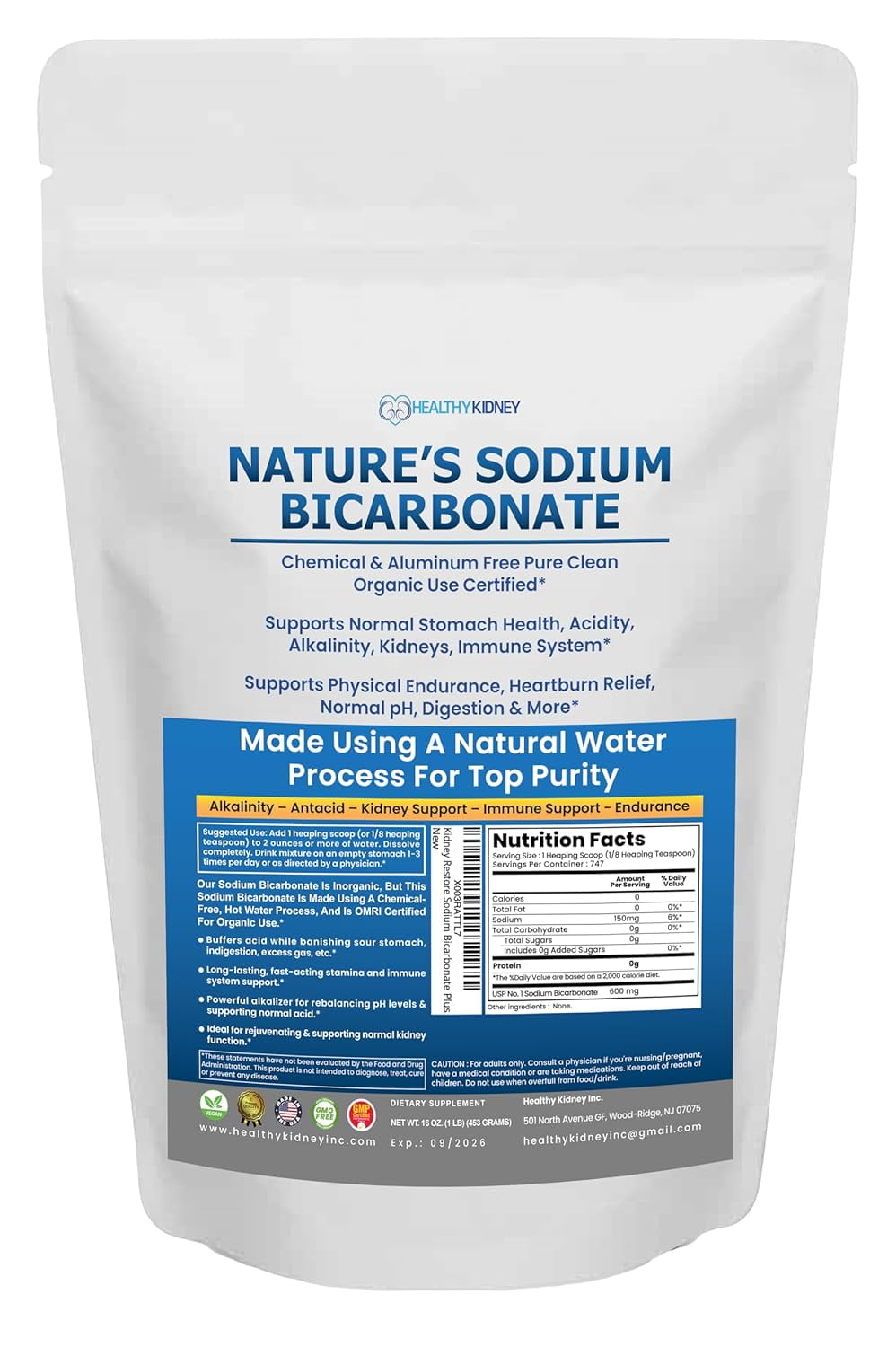 Healthy Kidney Nature’s Sodium Bicarbonate Powder - Kidney Support, 1lb ...