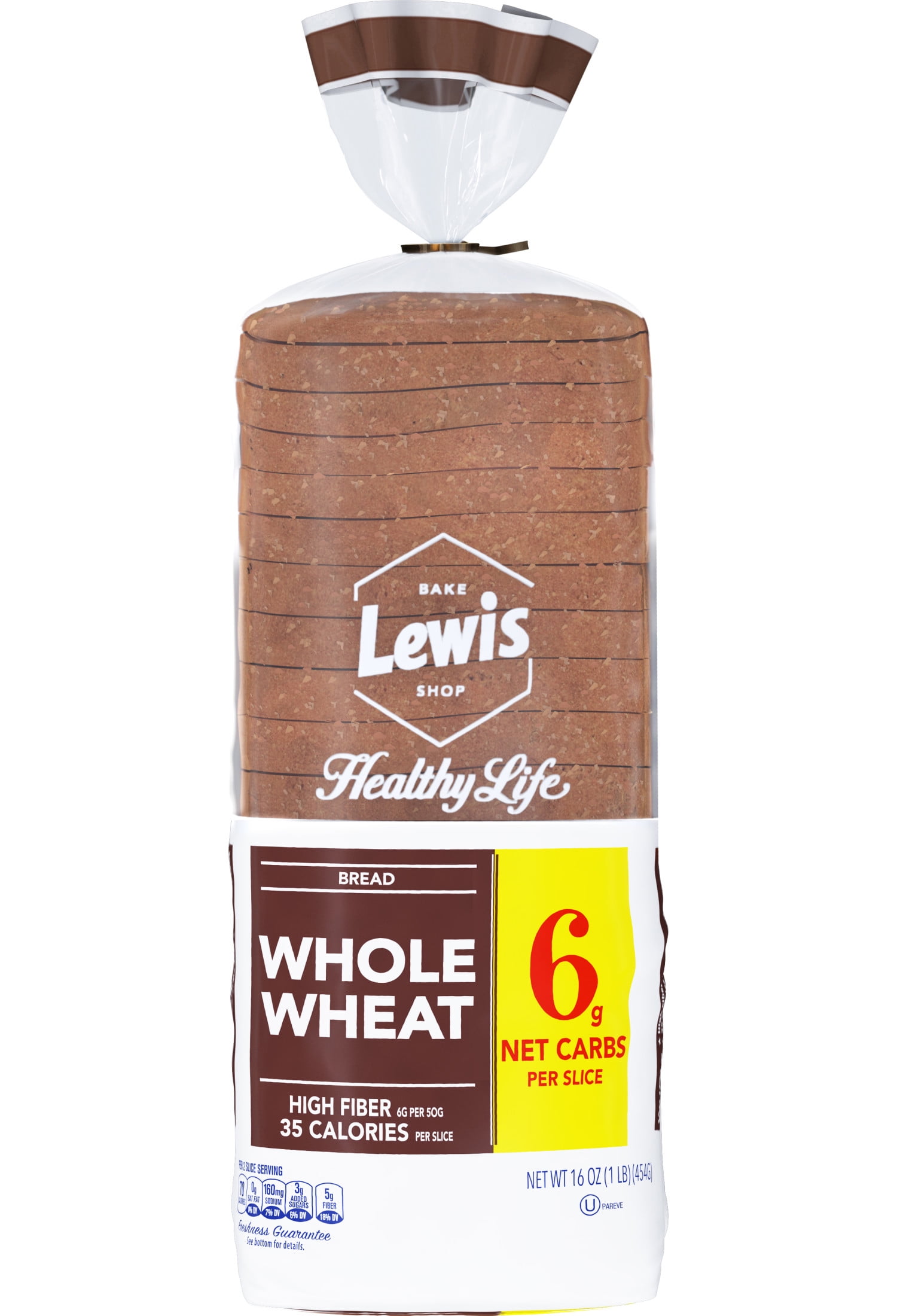 Lewis Bake Shop Healthy Life 100% Whole Wheat Bread, 16 oz - Walmart.com