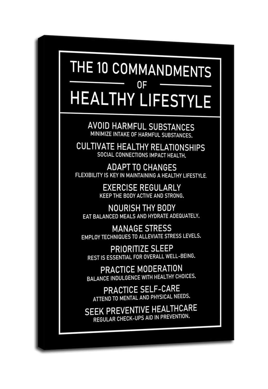 Healthy Lifestyle Rules Motivational Poster, 10 Commandments for Well ...
