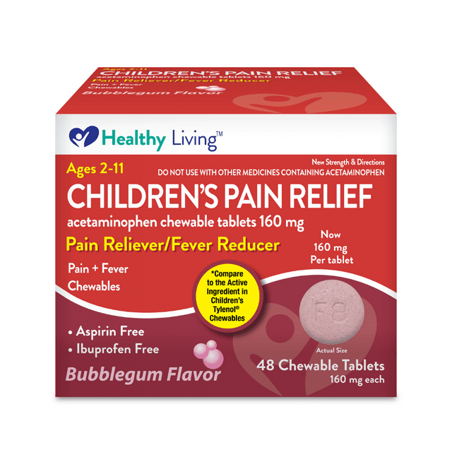 Healthy Living Kids Chewable Acetaminophen, Pain Reliever & Fever ...