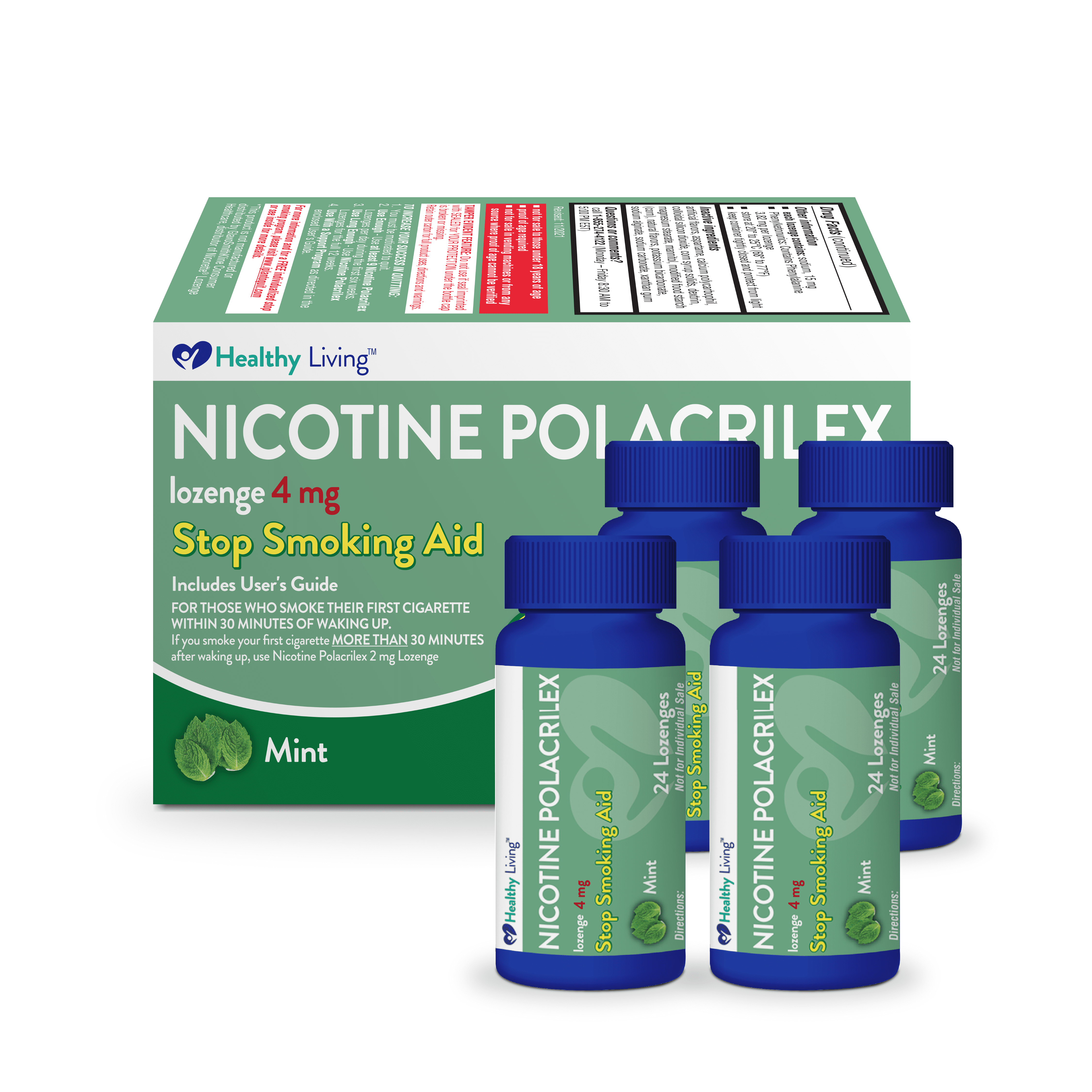Healthy Living Nicotine Polacrilex Lozenge Stop Smoking Aid, 4 mg Mint ...