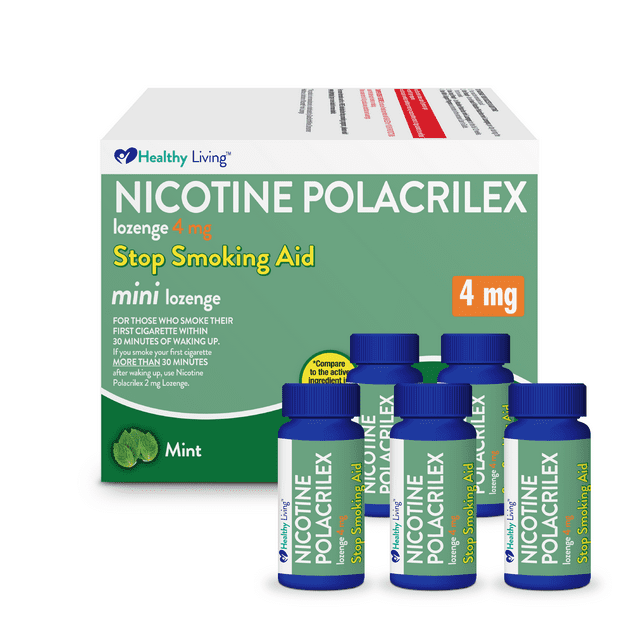 Healthy Living Nicotine Polacrilex Mini Lozenge, Stop Smoking Aid, 4 mg ...