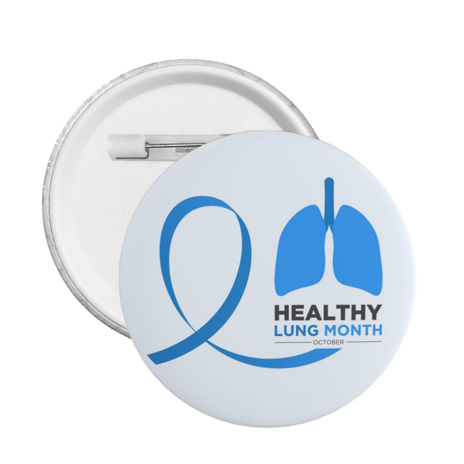Healthy Lung Month Pin Button Badge, Personalised Button Metal Badge ...