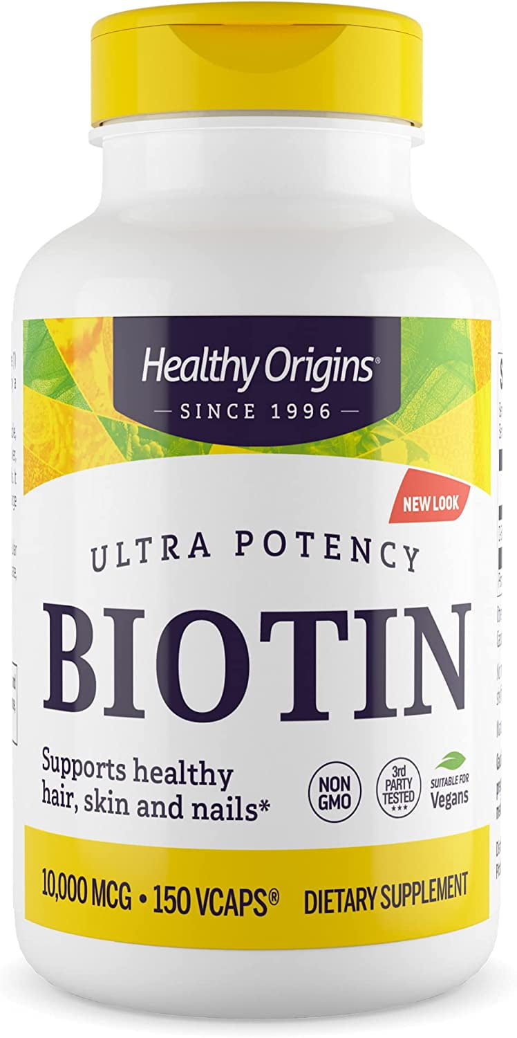 Healthy Origins Ultra Potency Biotin 10,000mcg Vegetarian Capsules, 150 ...