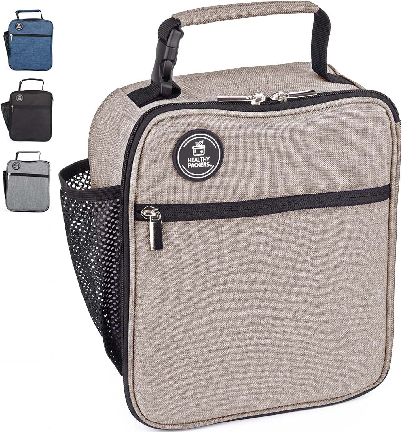 Healthy Packers Insulated Lunch Bag with Water Bottle Holder (Light ...