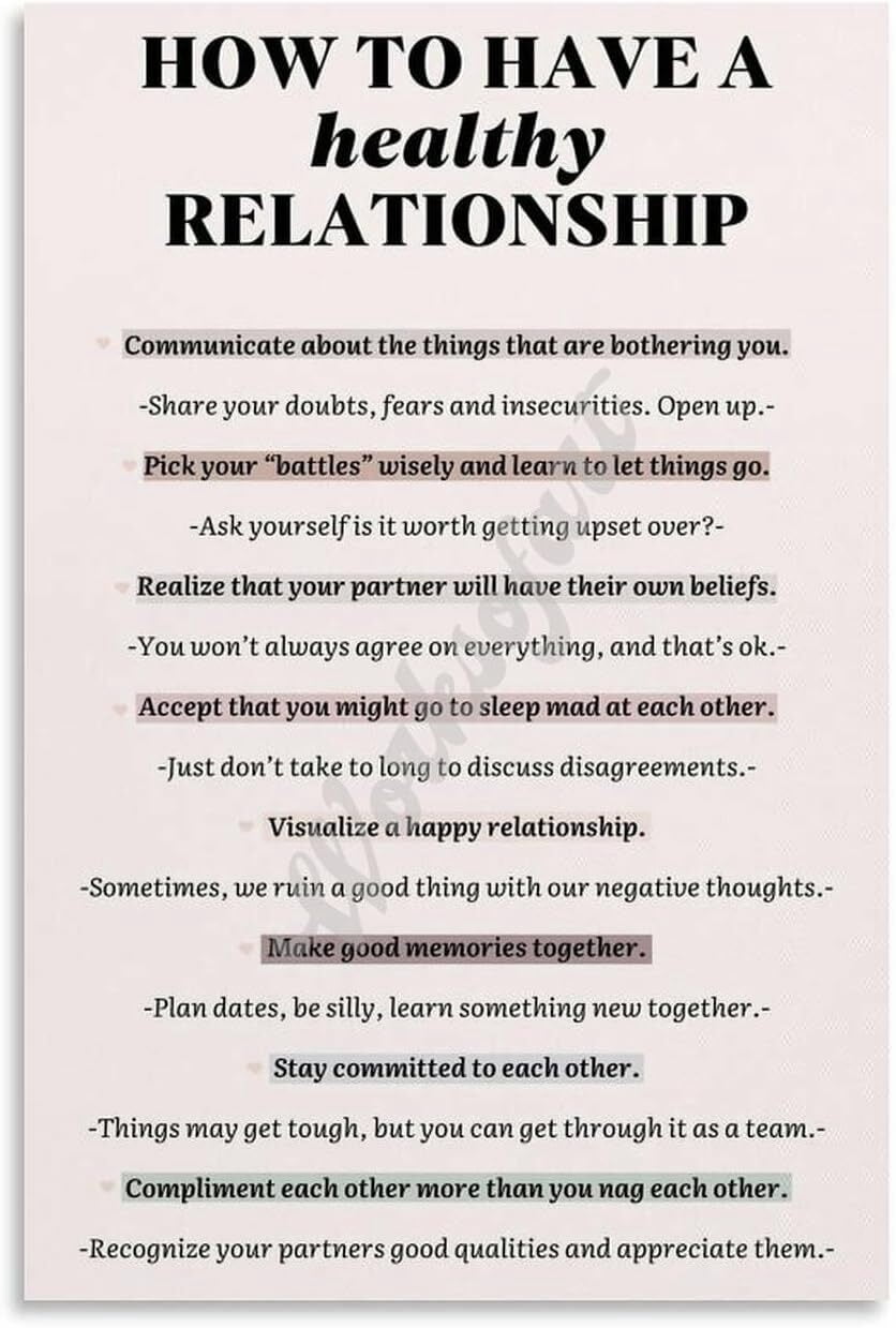 Healthy Relationships Poster Mental Treatment Educational Wall Art for ...