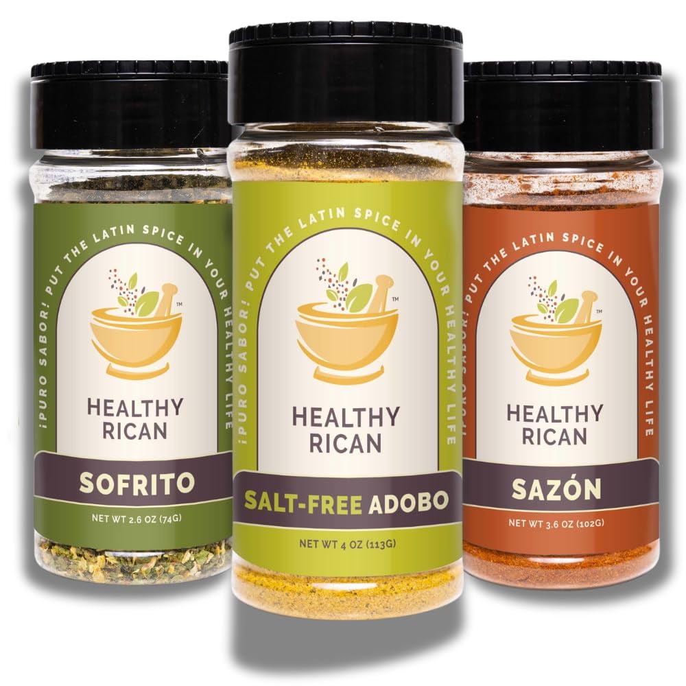 Healthy Rican Salt-Free Adobo, AIF4 Sazon, Sofrito Seasoning Mix Bundle ...