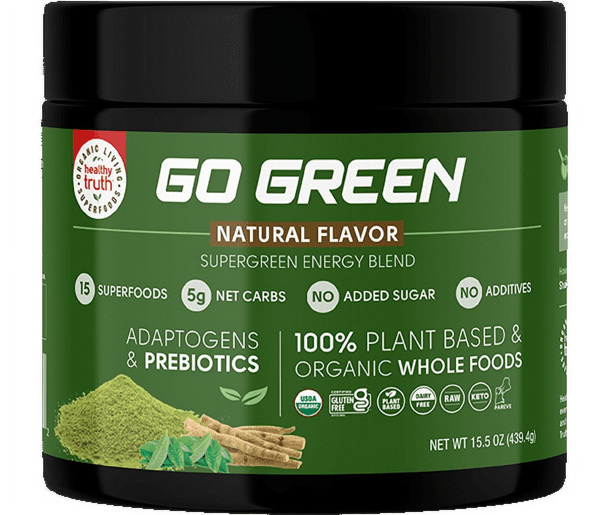 Healthy Truth - Organic GO Green Energy Blend - Daily Supergreens (15.5 ...