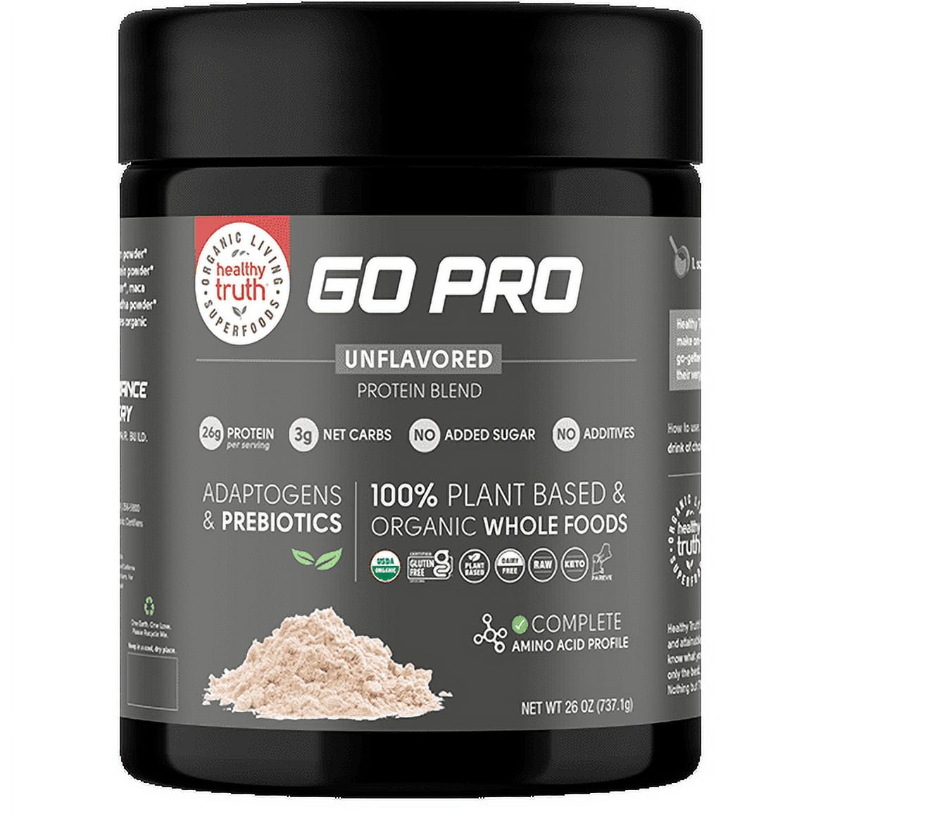 Healthy Truth Organic GO PRO Powder - 22g Plant-Based Protein ...