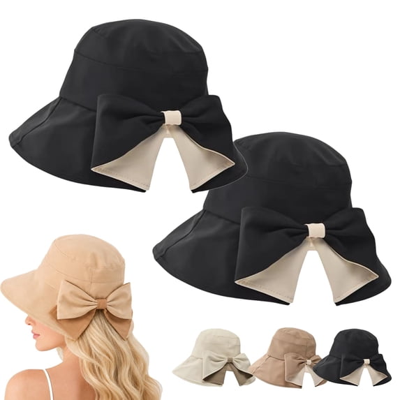 Heapbulb Sun Hat, Bowknot Wide Brim Sun Protective Hat, Packable Women ...