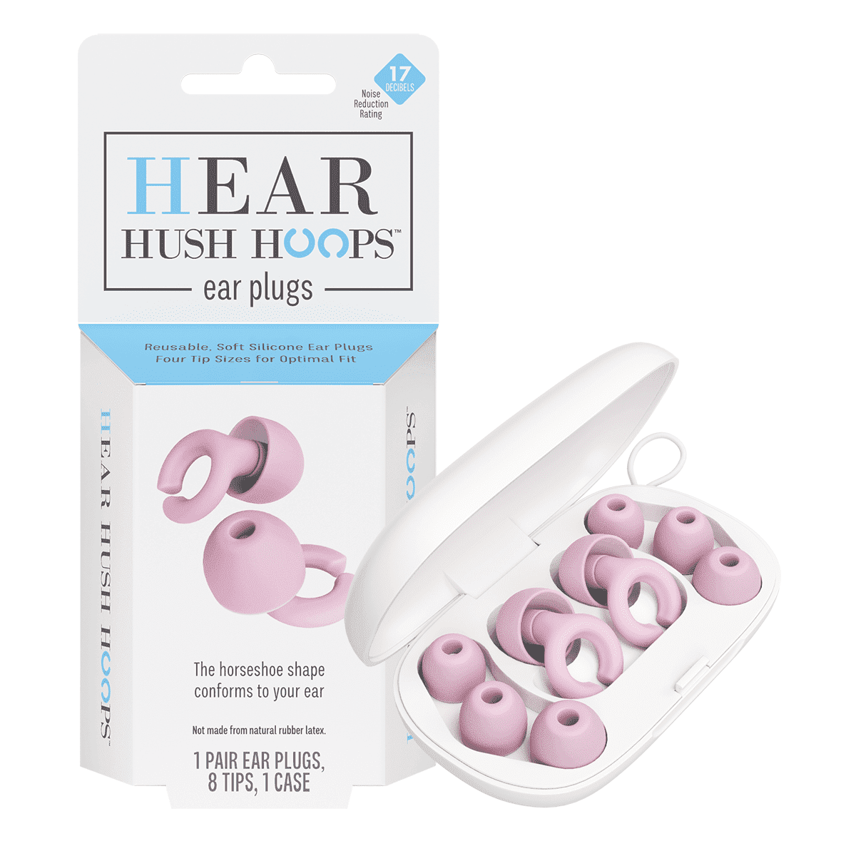 Hear Hush Hoops Reusable Silicone Ear Plugs, Noise Reduction 17dB ...