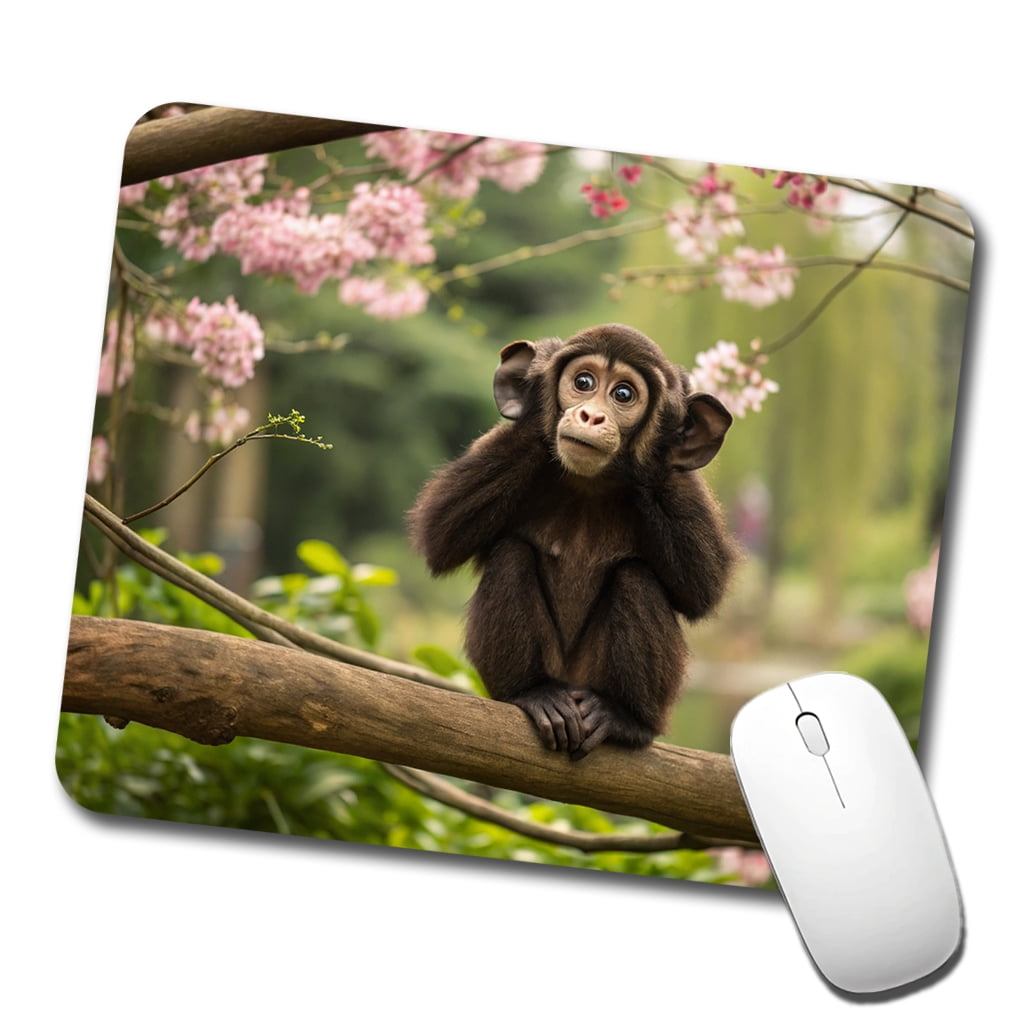 Hear No Evil Cute Monkey Mouse Pad Low Profile Gaming Mat - Walmart.com