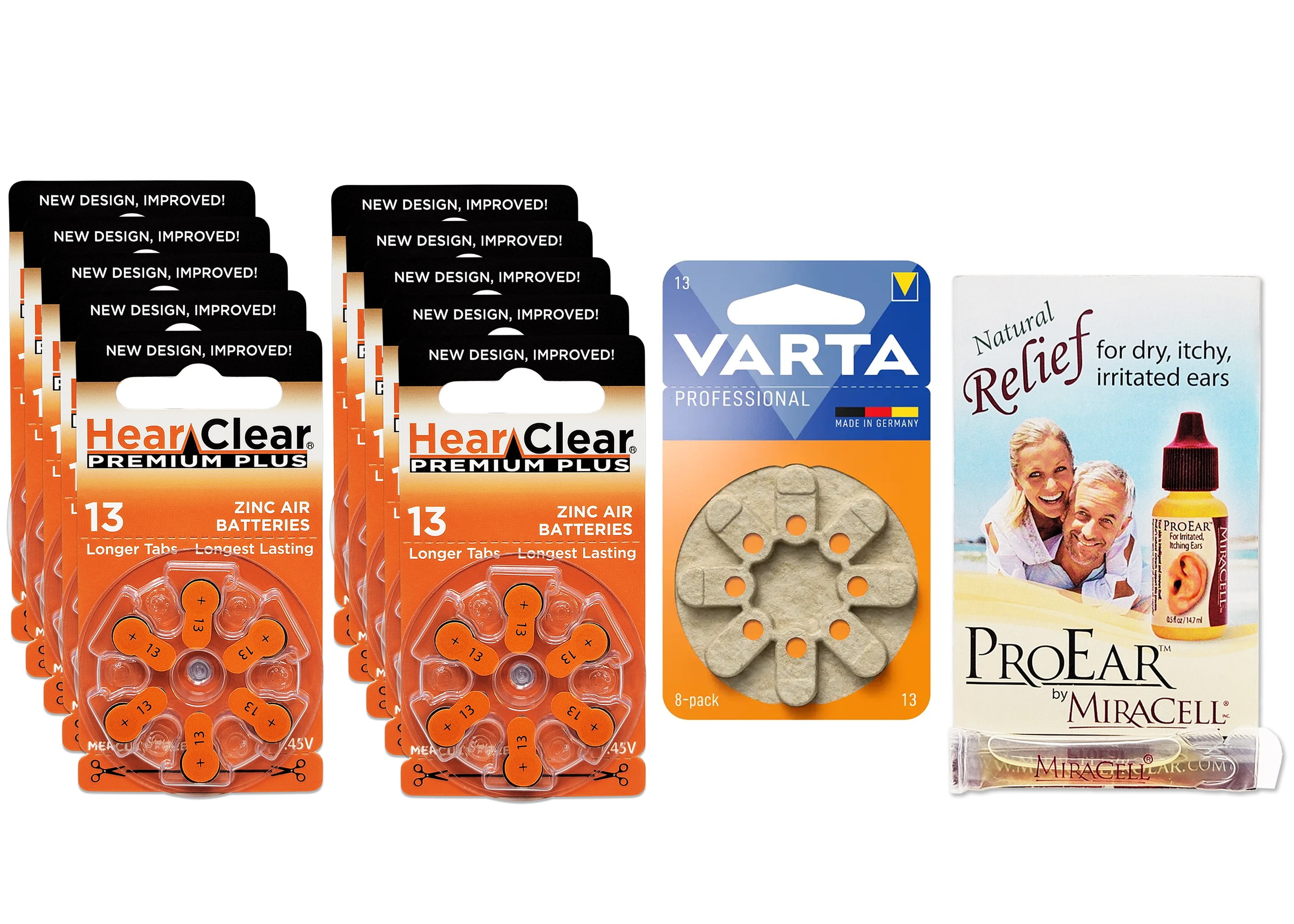 HearClear Size 13 Zinc-Air 1.45V Hearing Aid Batteries (60 Pack ...