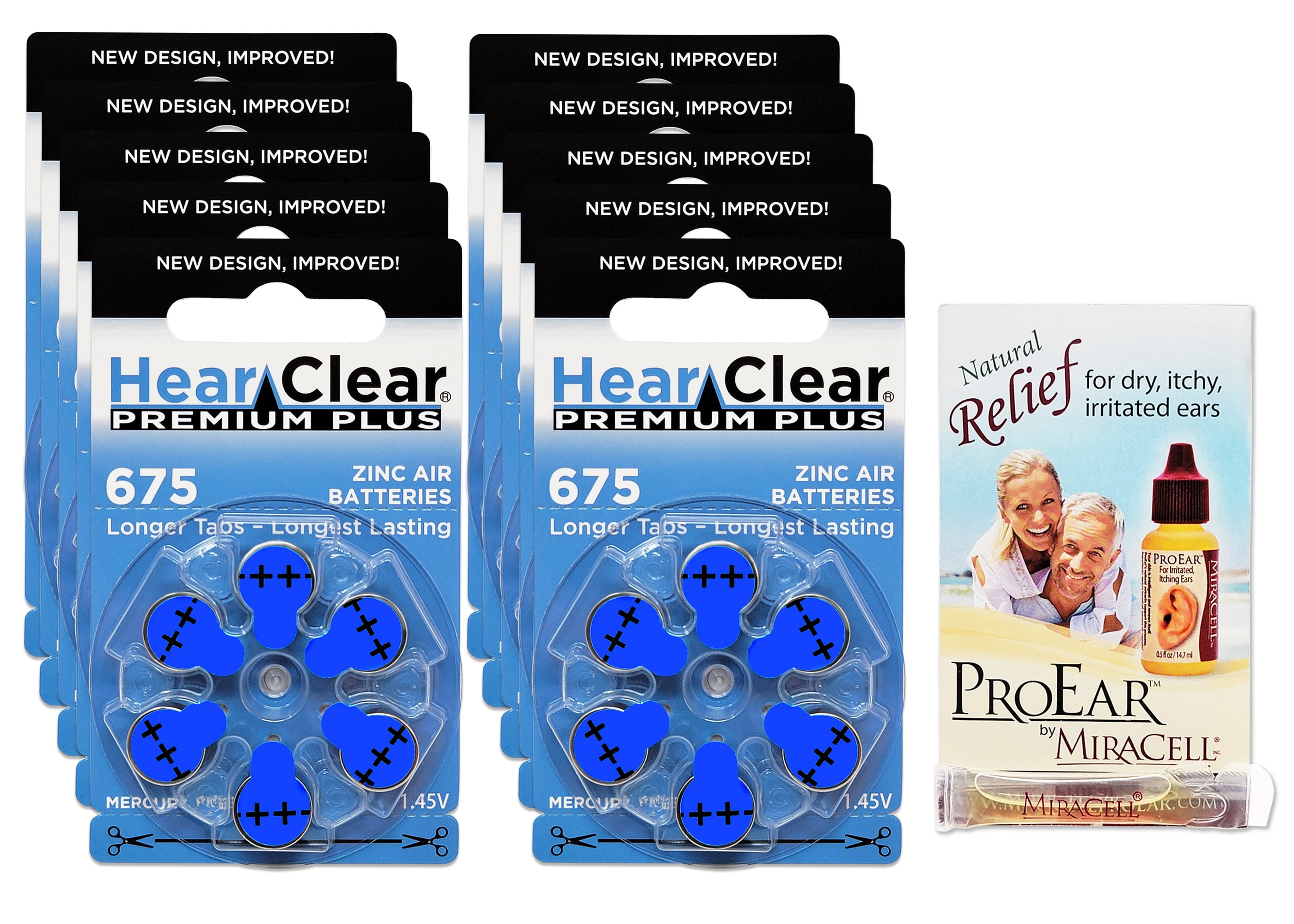 HearClear Size 675 Zinc Air 1.45V Hearing Aid Batteries (60 Pack ...