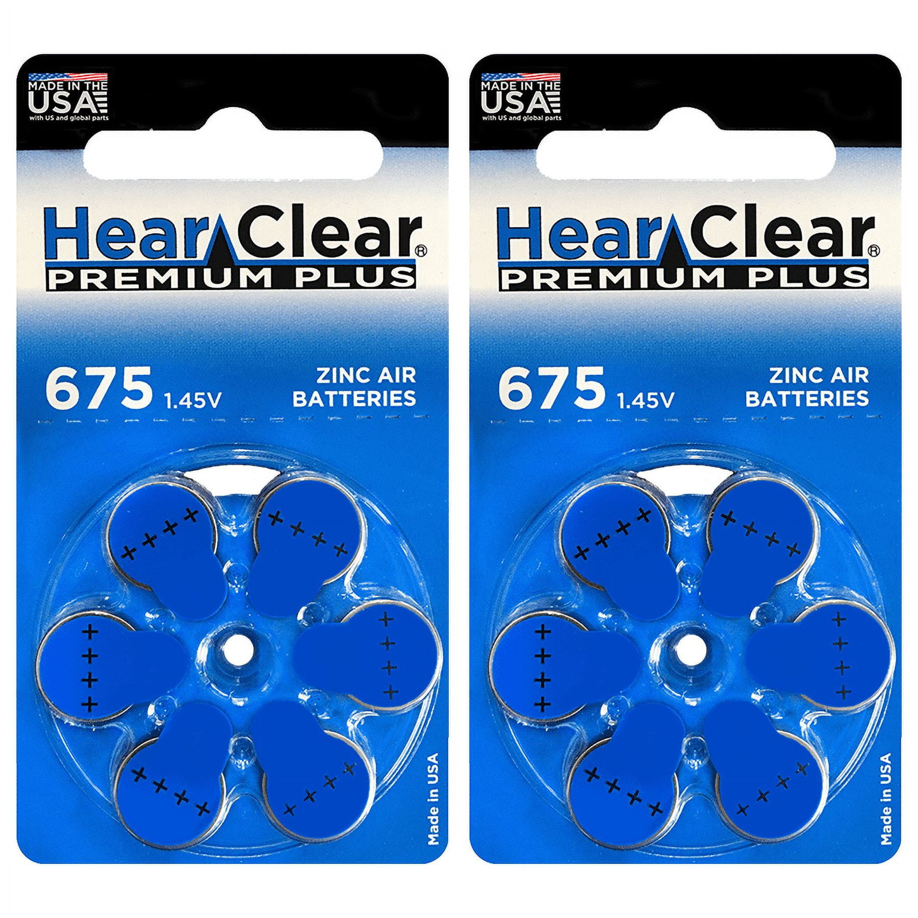 HearClear Size 675 Zinc Air 1.45V Hearing Aid Batteries Blue Tab (12 Pack) - Walmart.com
