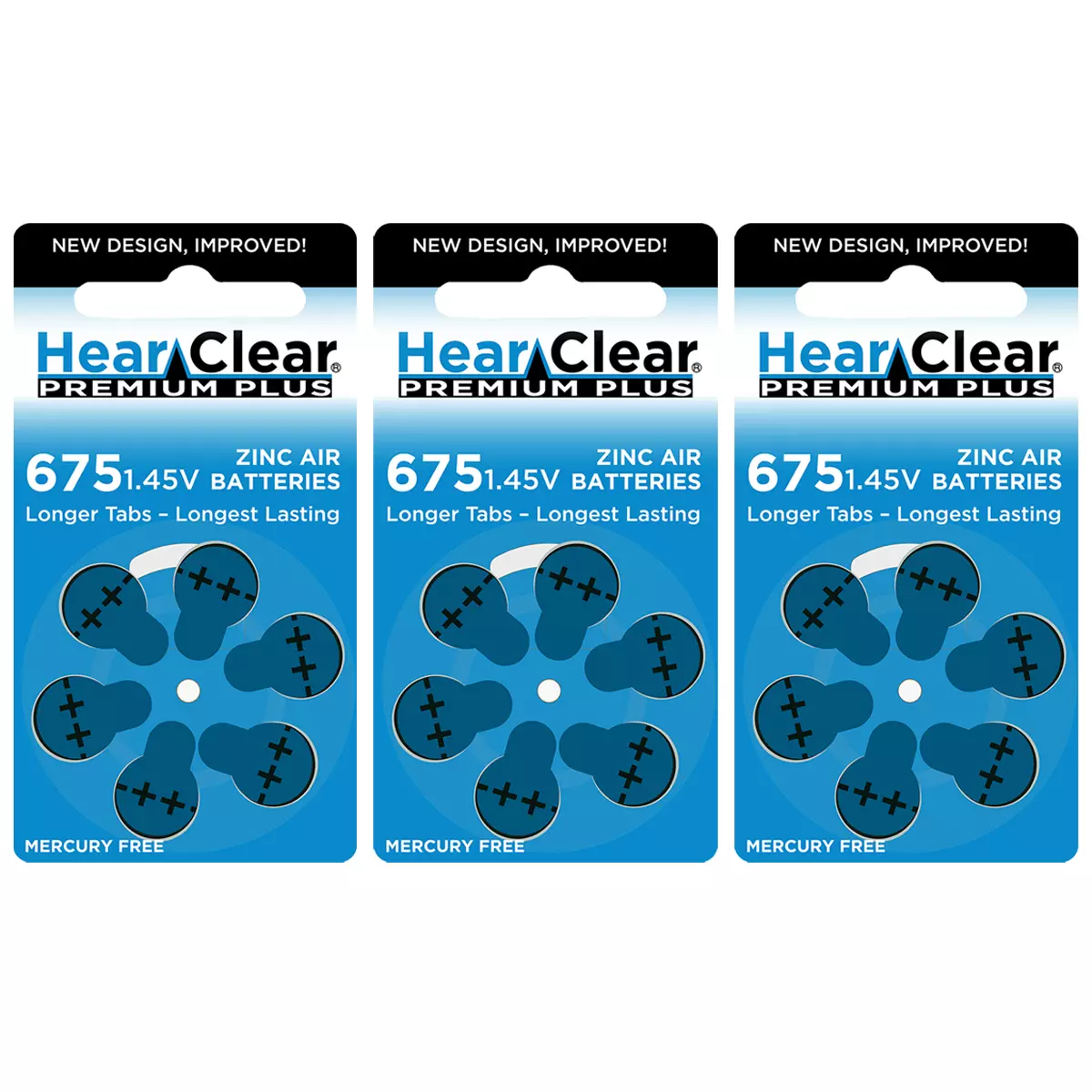 HearClear Size 675 Zinc Air 1.45V Hearing Aid Batteries Blue Tab (18 Pack) - Walmart.com