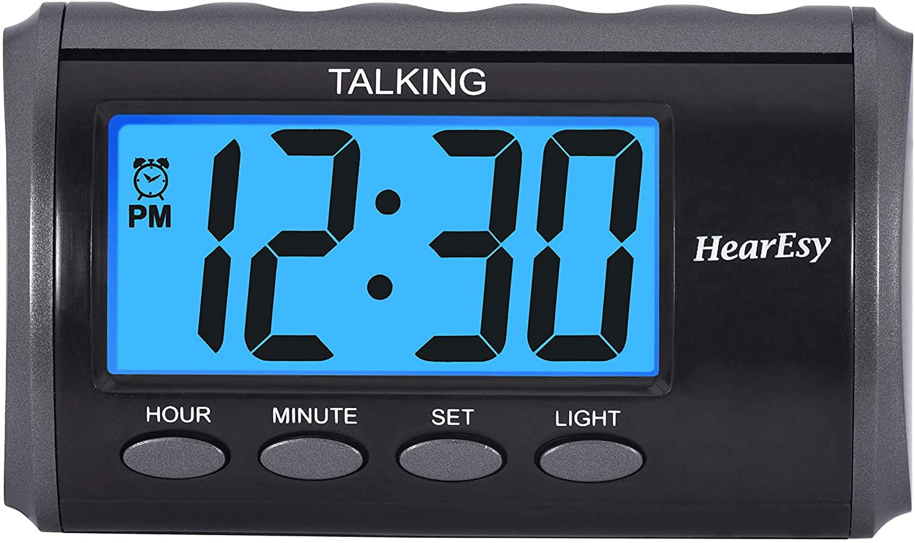 HearEsy Talking Alarm Clock for Visually Impaired - Large Numbers Desk ...
