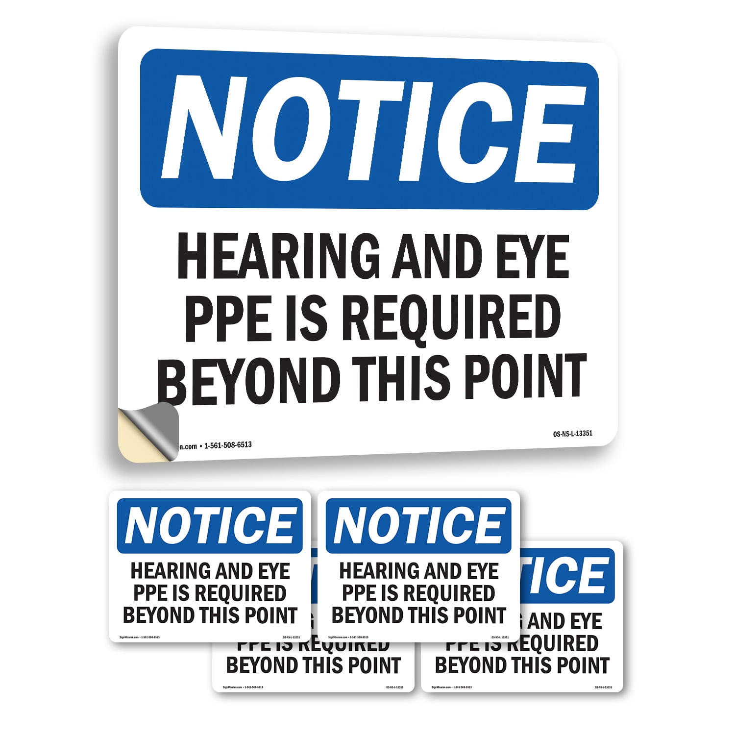 Hearing & Eye PPE Is Required Beyond This Point OSHA Notice Vinyl Decal ...