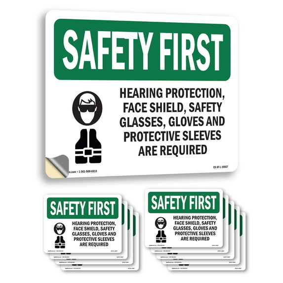 Hearing Protection Face Shield With Symbol OSHA SAFETY FIRST Vinyl ...