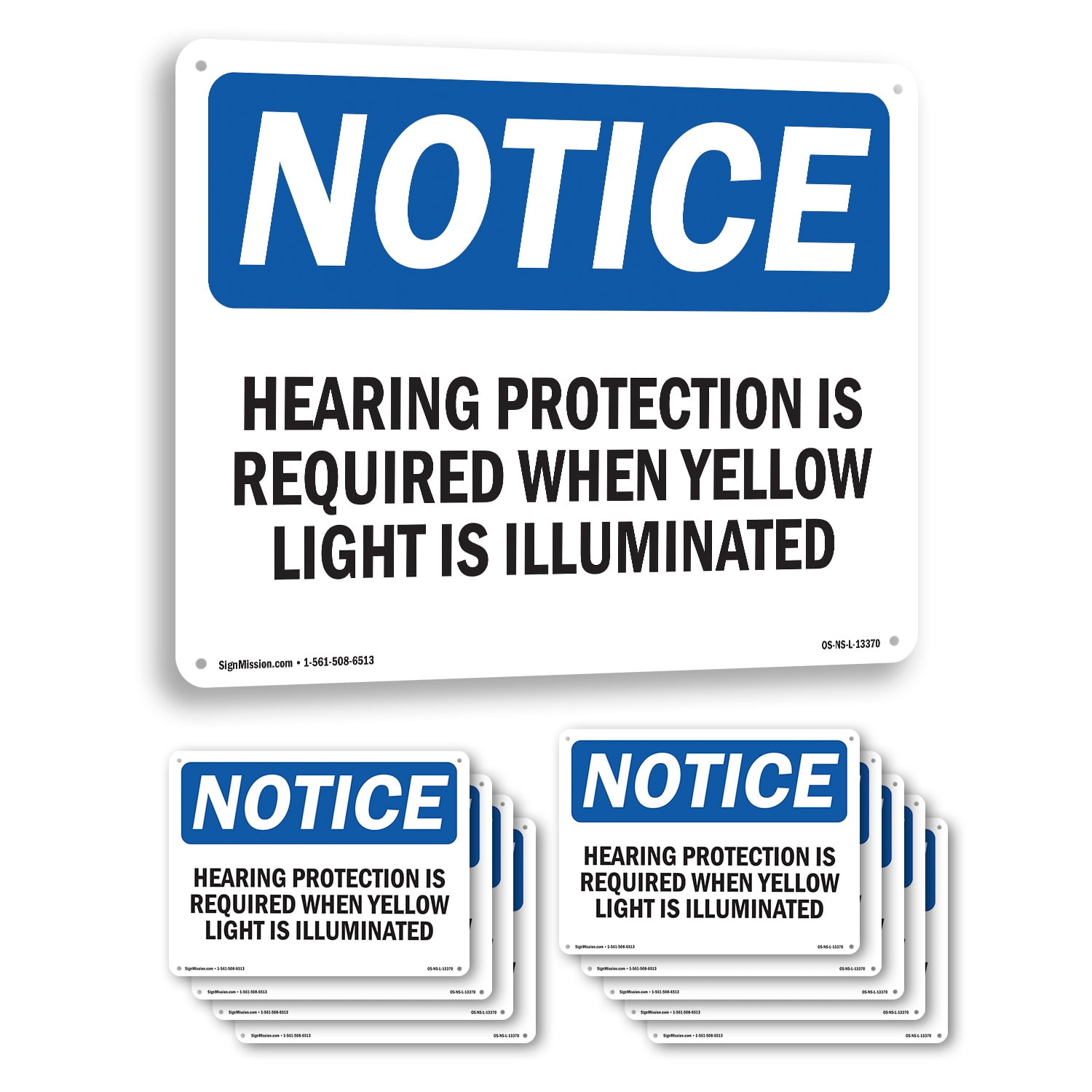 Hearing Protection Is Required When Yellow OSHA Notice Rigid Plastic ...
