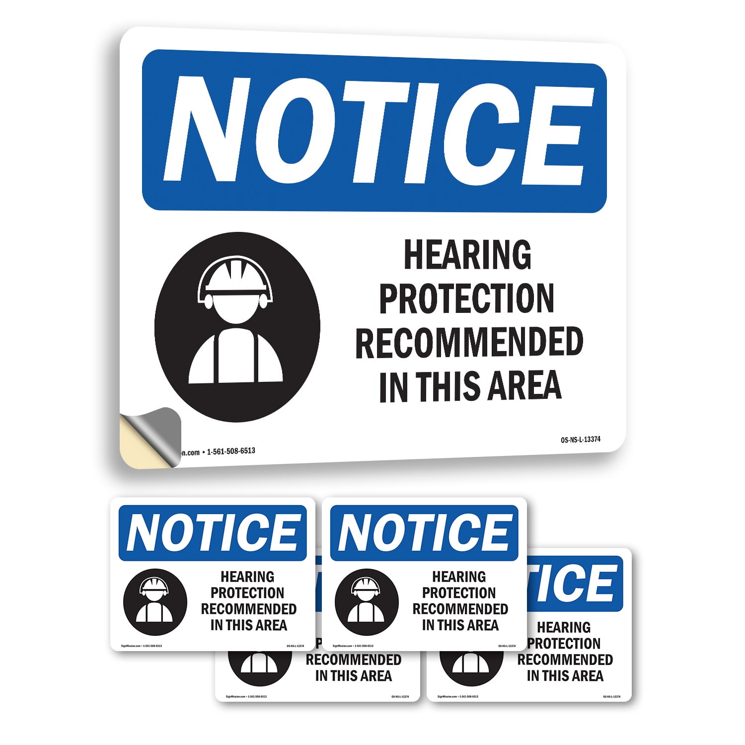 Hearing Protection Recommended With Symbol OSHA Notice Vinyl Decal ...