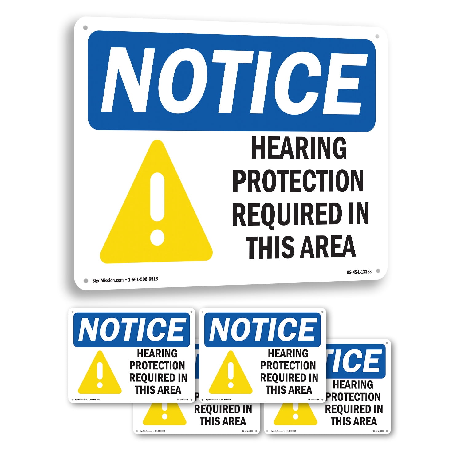 Hearing Protection Required OSHA Notice Aluminum Sign 14 Inch x 10 Inch ...
