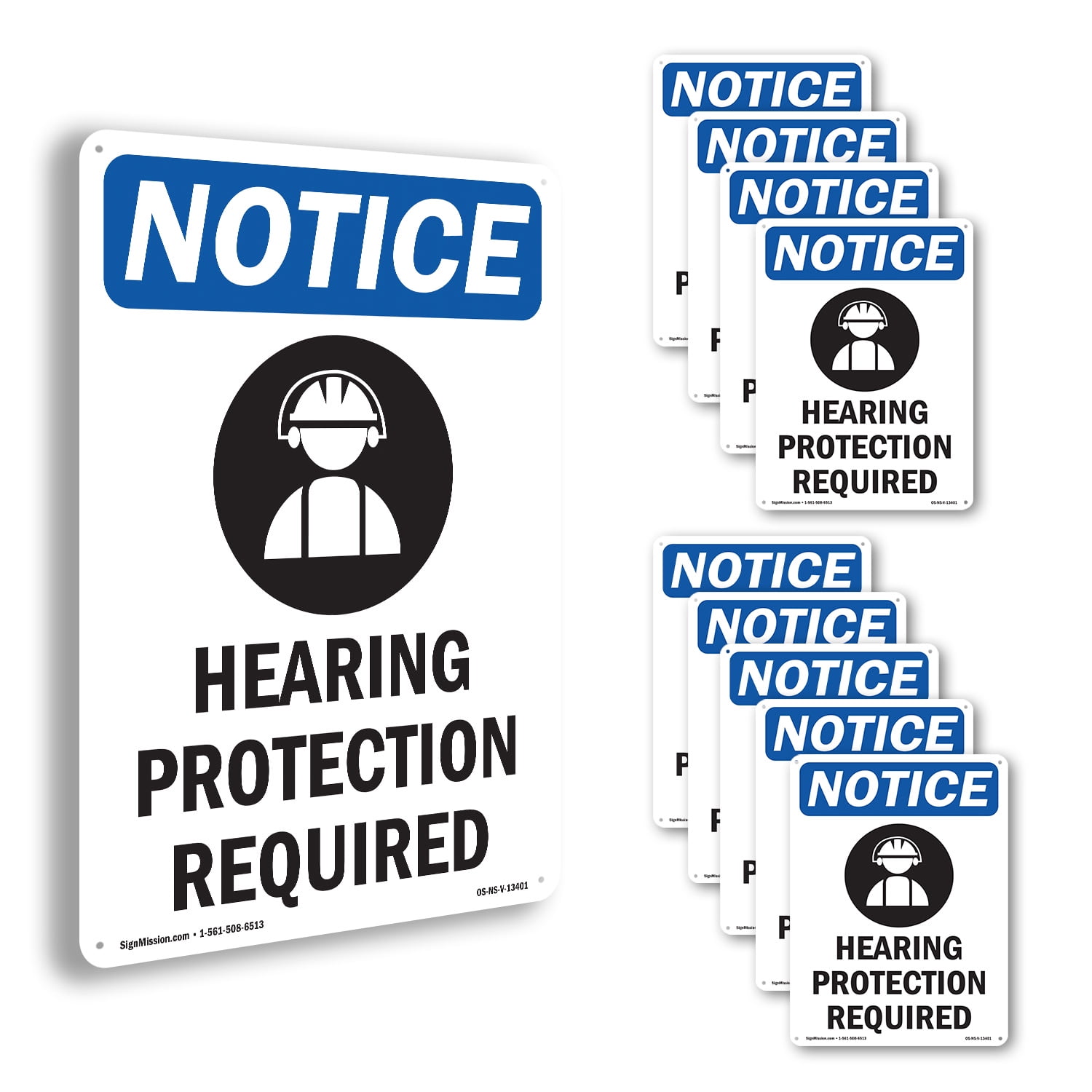 Hearing Protection Required OSHA Notice Aluminum Sign 24 Inch x 18 Inch ...