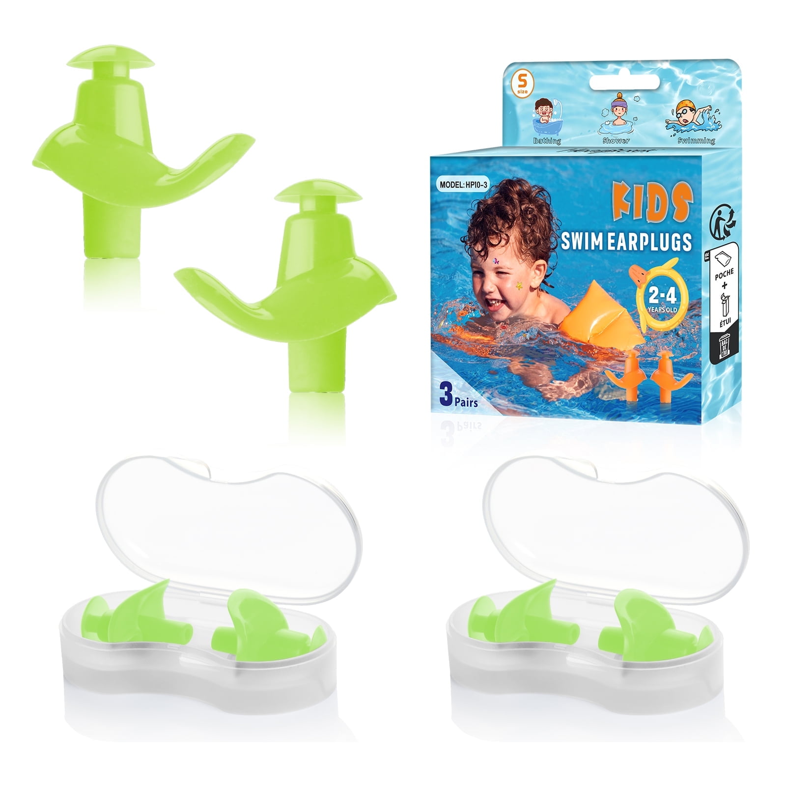 Hearprotek Swimming Earplugs for Kids 2-4 Years, Silicone, Small ...