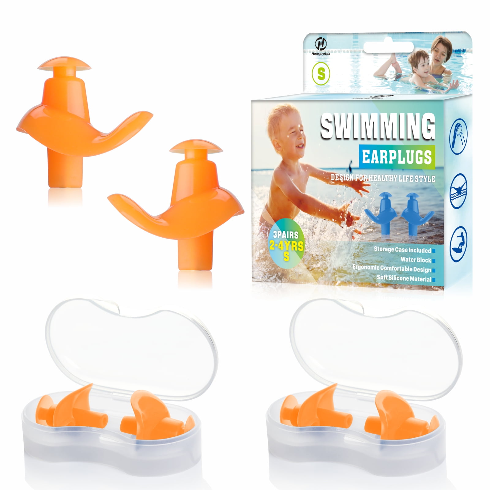 Hearprotek Soft Baby Plugs: Swimming Earplugs for Children 2-4 Years ...