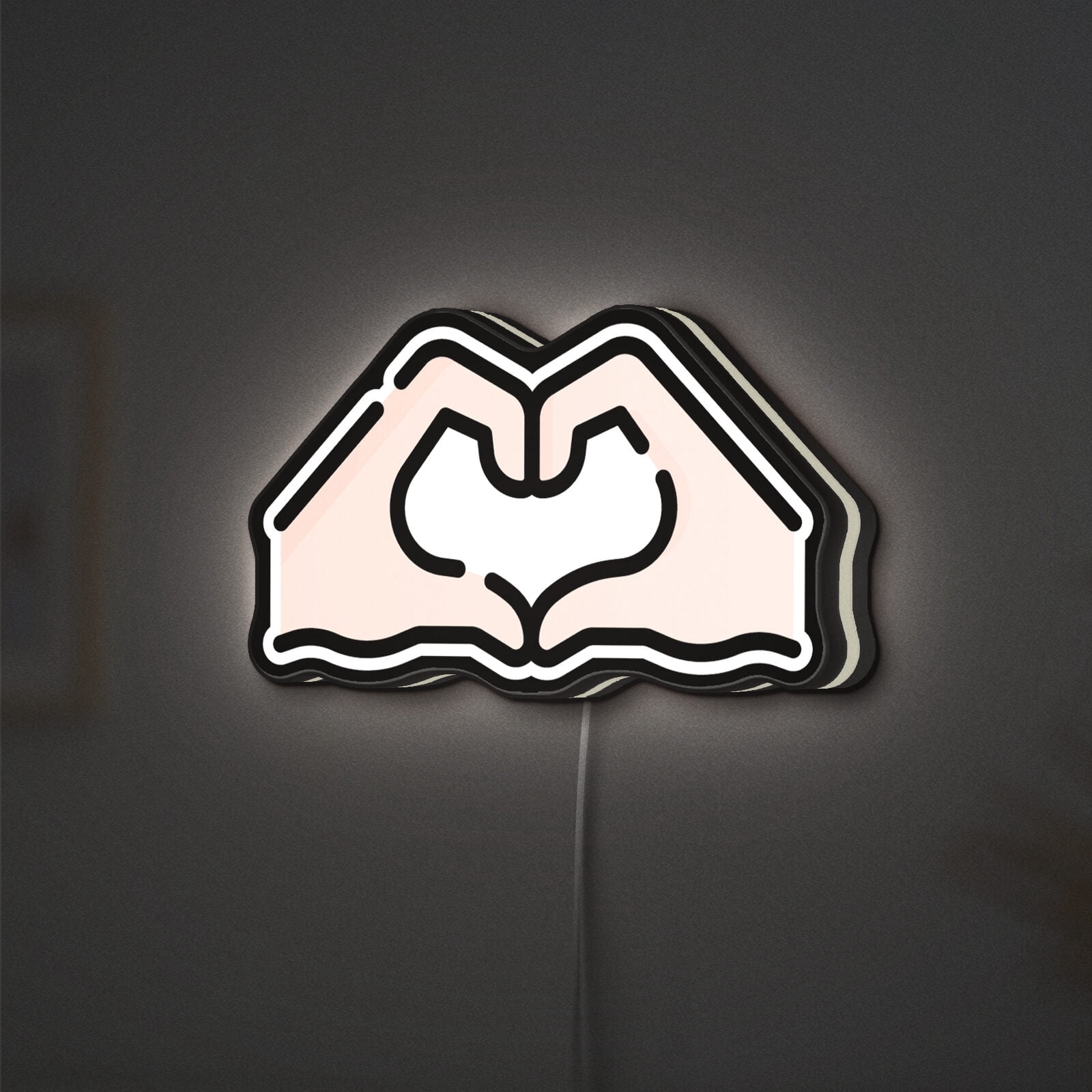 Heart 3D Novelty Light Box, Love Shape Wall Art, Hand Gesture Decor ...