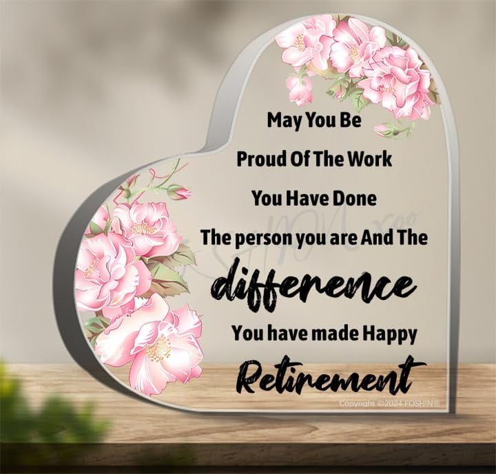 Heart Acrylic Heart Gift Flower Heart Retirement Keepsake Heart Shape ...
