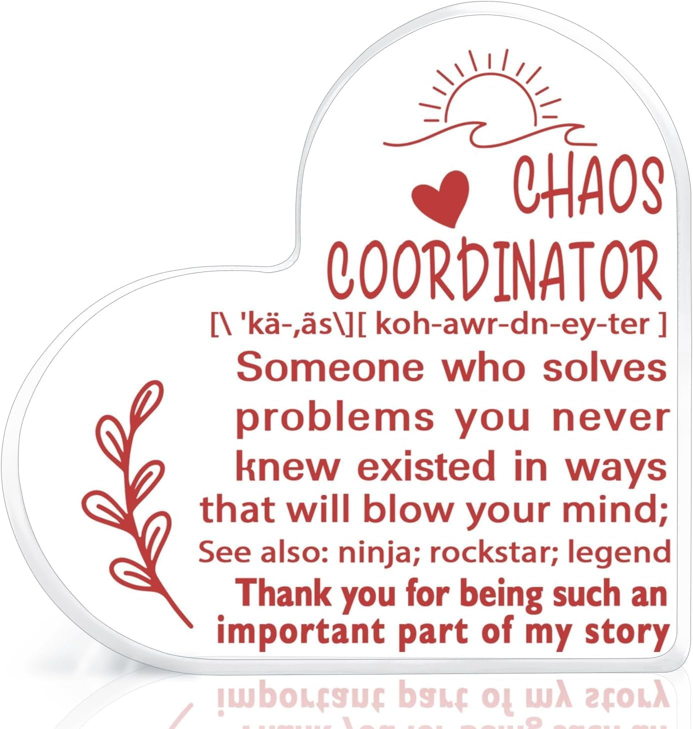 Heart Acrylic Plaque Chaos Coordinator Gifts for Women, Thank You Gifts ...