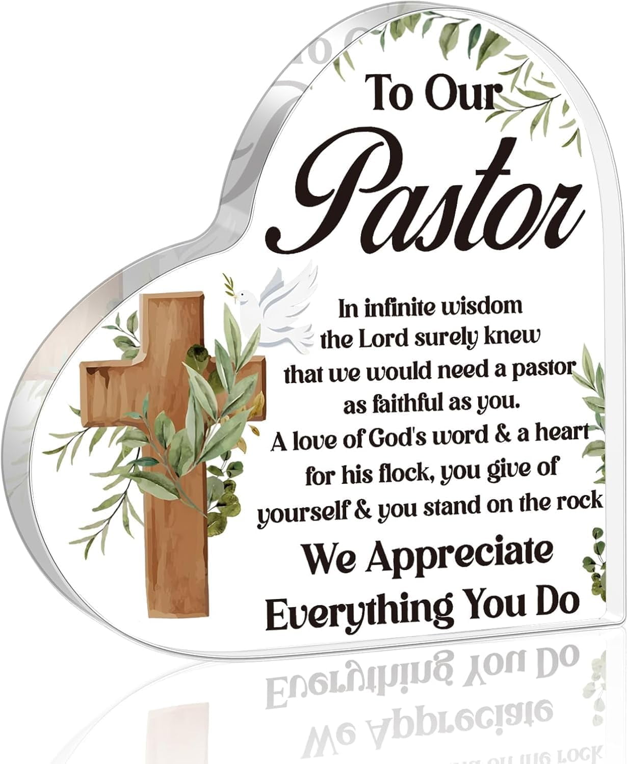 Heart Acrylic Plaque Pastor Appreciation Heart Shaped Acrylic Decor for ...