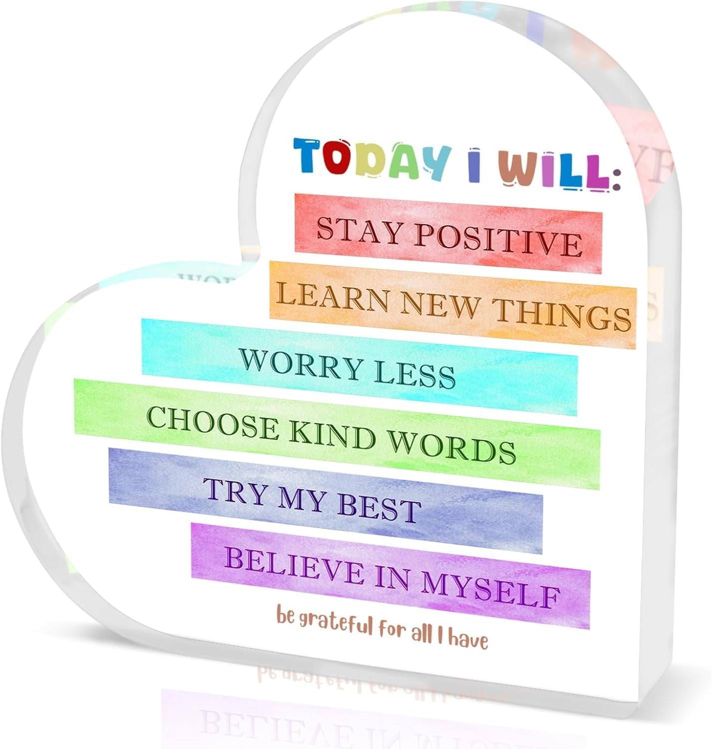 Heart Acrylic Plaque Positive Psychology Affirmations Heart Acrylic ...