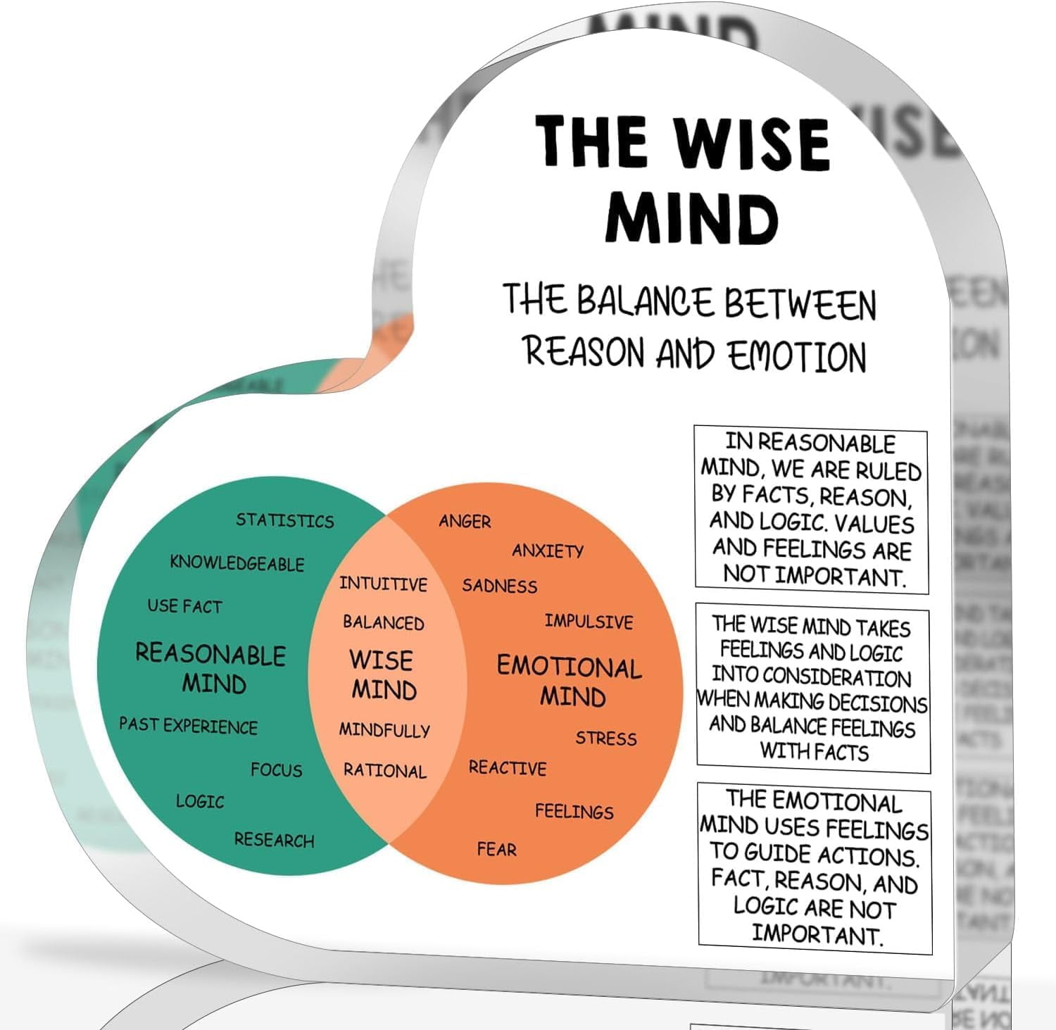 Heart Acrylic Plaque Wise mind,DBT therapy sign,Acrylic Heart Keepsake ...