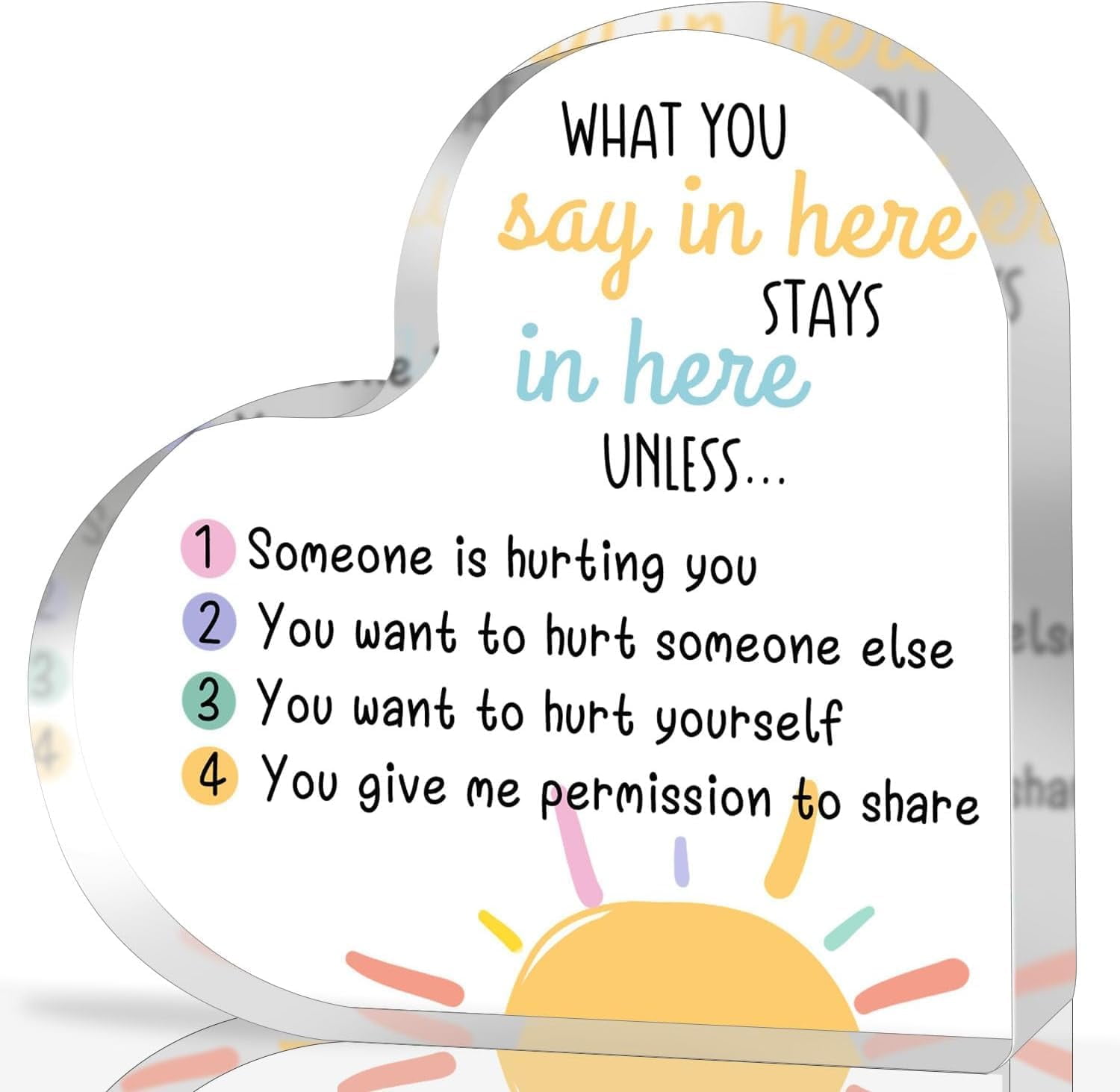 Heart Acrylic Plaque What You Say in Here Stays in Here, Counselor ...