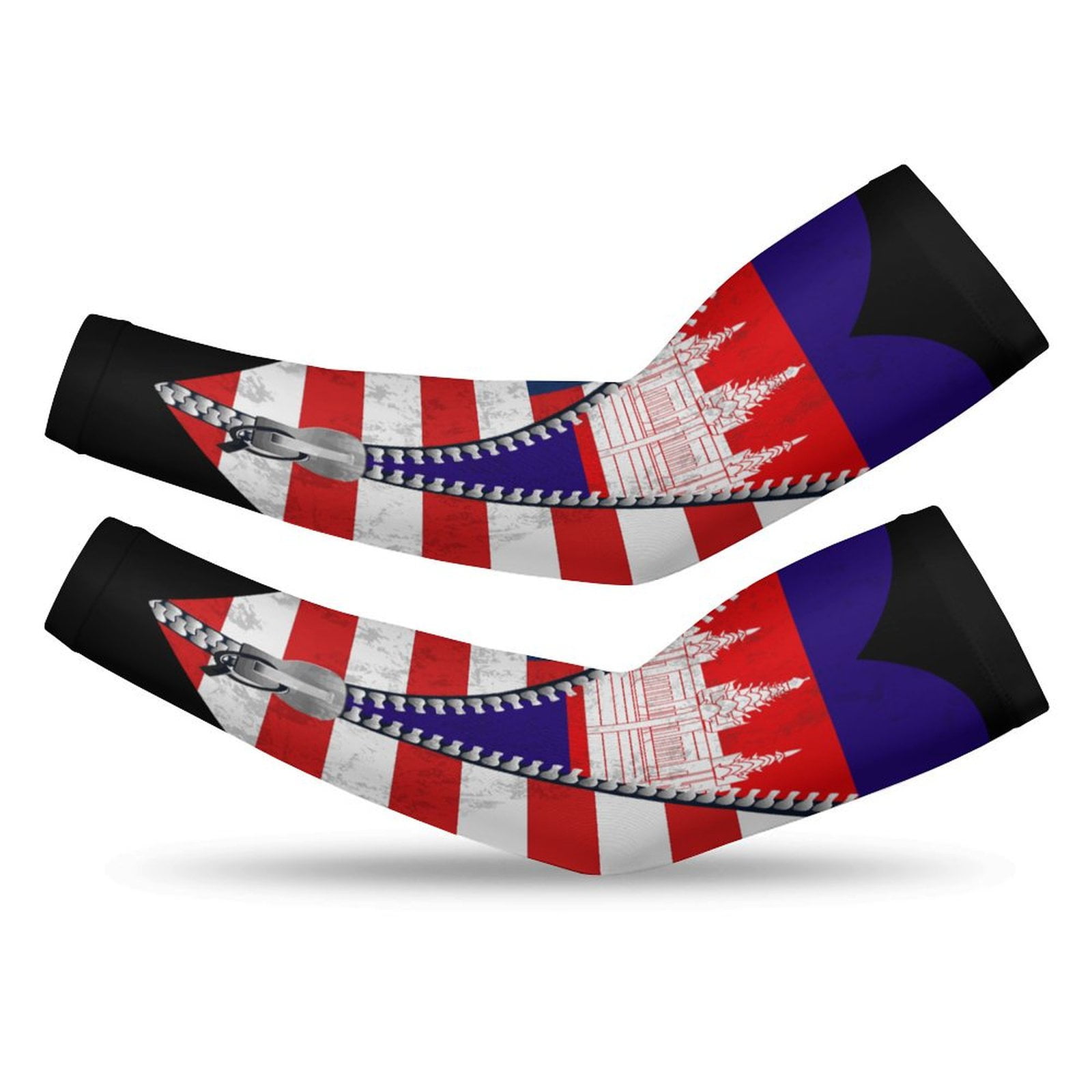 Heart America Flag And Cambodian Flag Ice Cooling Arm Sleeves for Men ...