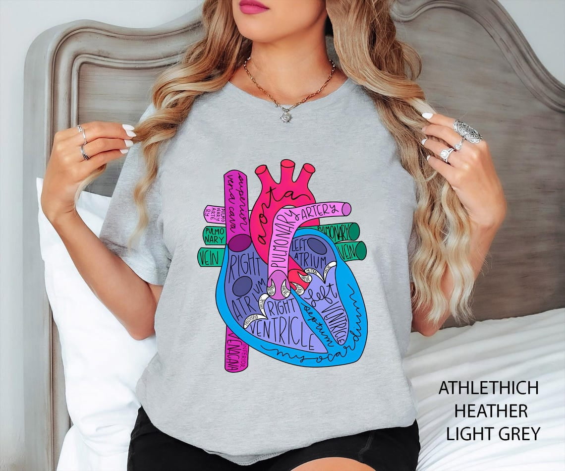 Heart Anatomy Shirt, Cardiac Nursing , Nursing School Shirt, Medical ...