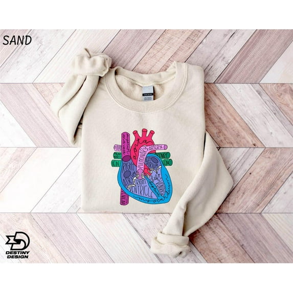 Heart Anatomy Sweatshirt, Cardiac Nursing Gift, Nursing School ...