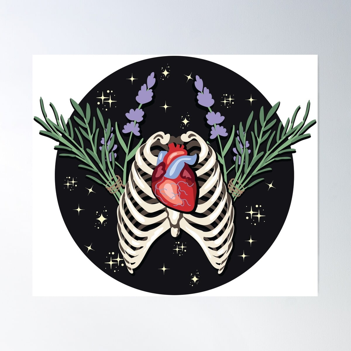 Heart And Ribcage With Herbal Wings | Anatomy Design | Witchy Art Poster Wall Art, Modern Wall ...