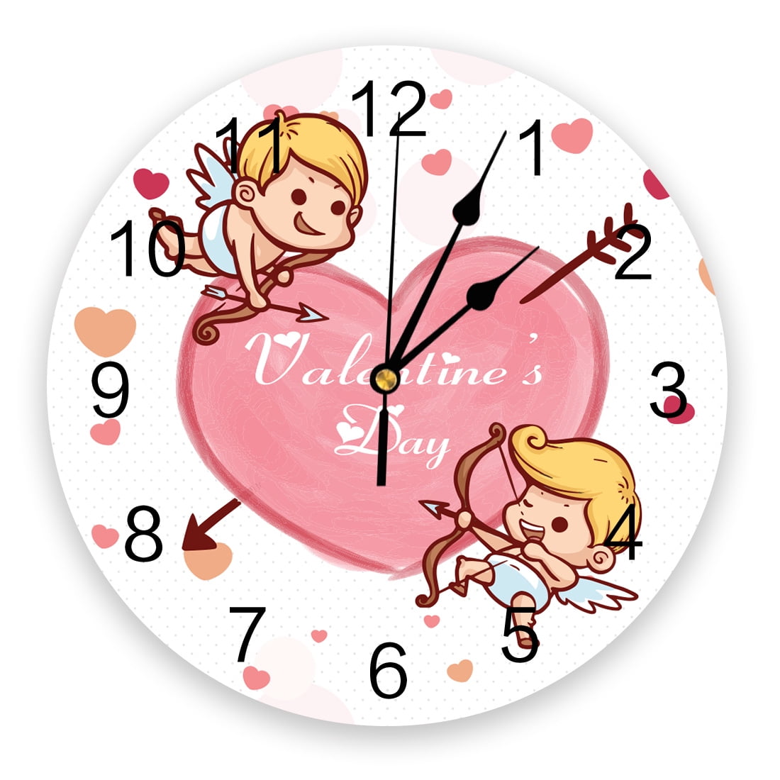 Heart Angel Wings Colored Flowers Cartoon Wall Clock Modern Design ...