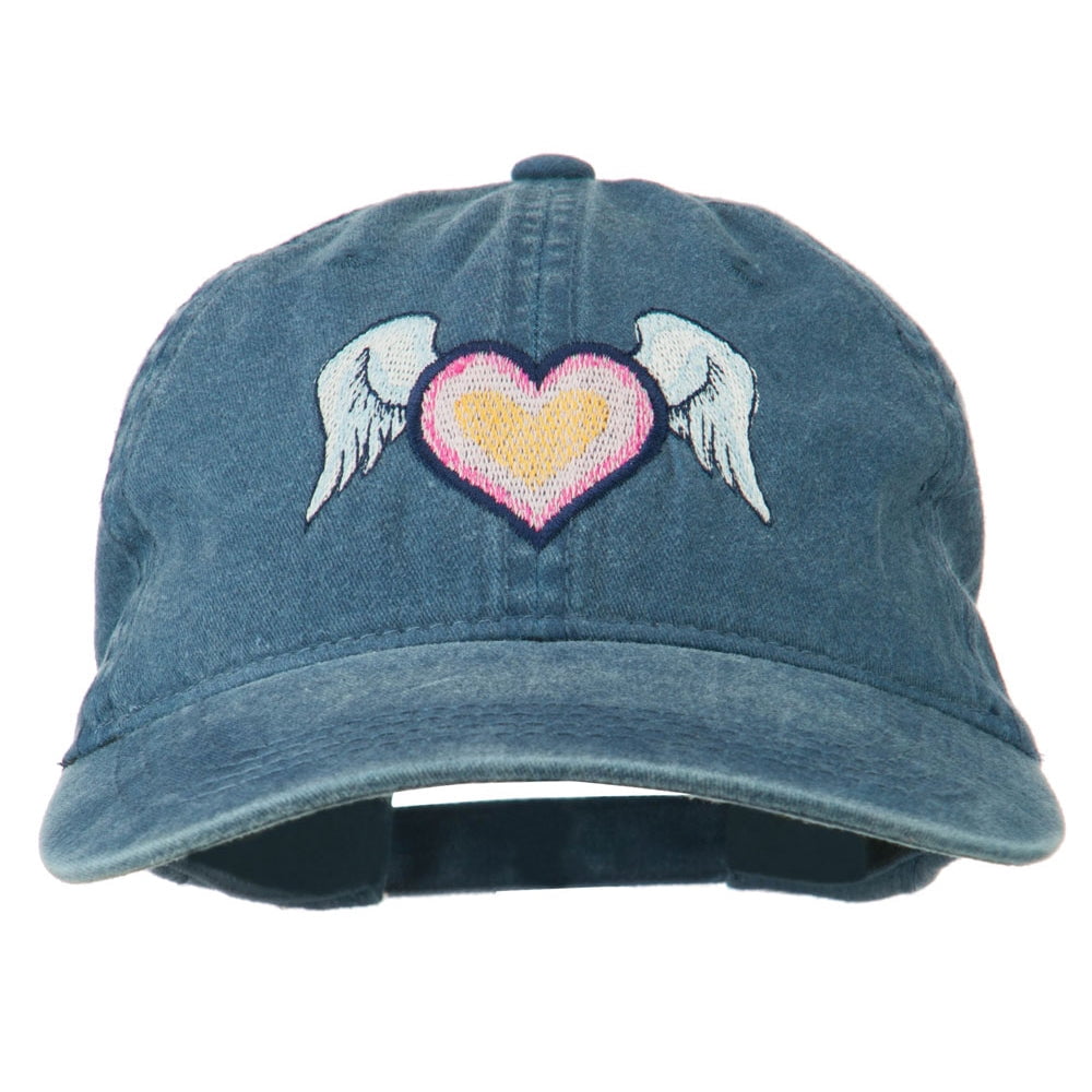 Heart Angel Wings Embroidered Washed Cap - Navy OSFM - Walmart.com