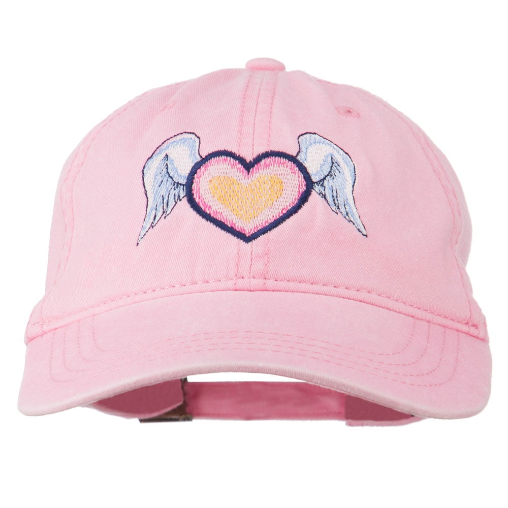 Heart Angel Wings Embroidered Washed Cap - Pink OSFM - Walmart.com