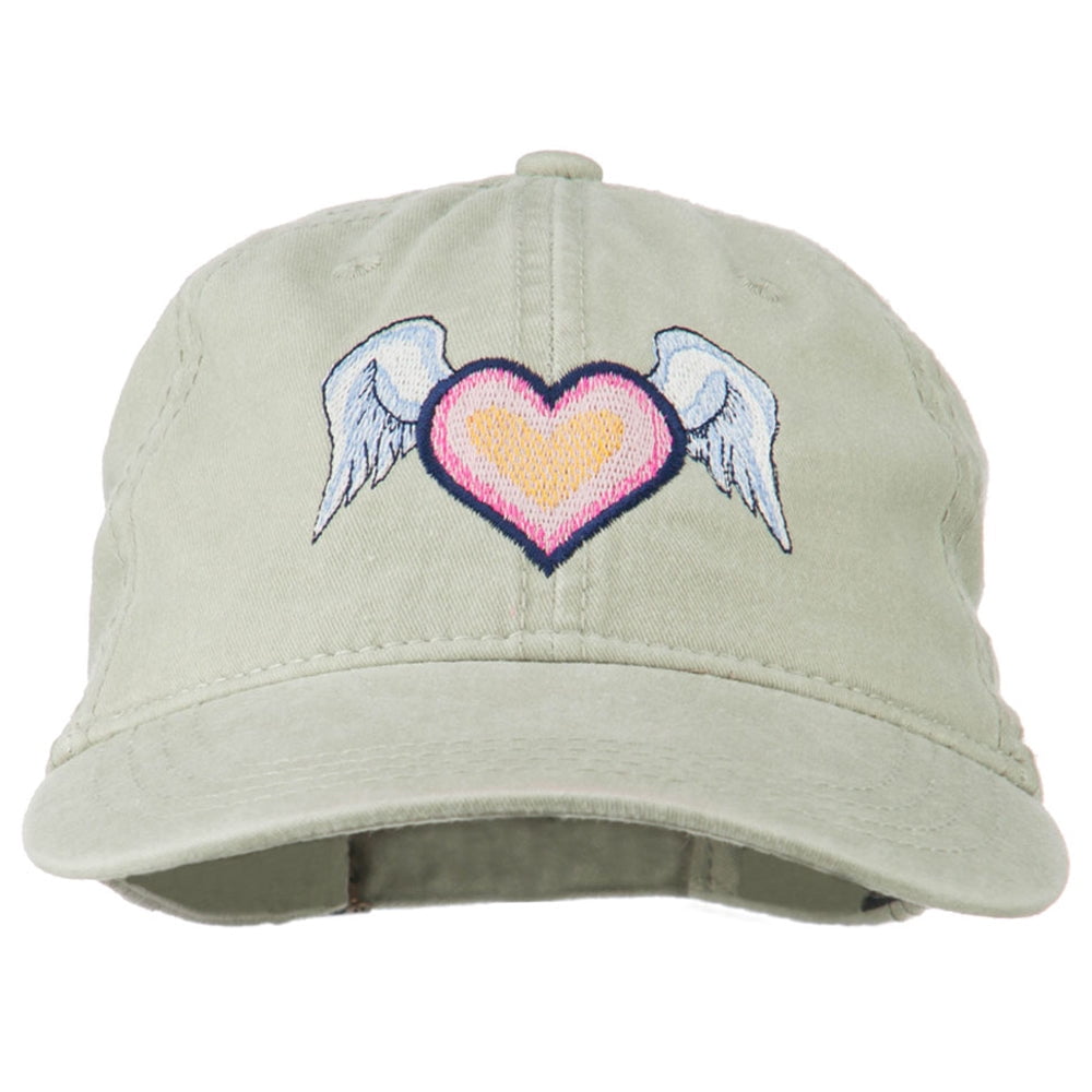 Heart Angel Wings Embroidered Washed Cap - Stone OSFM - Walmart.com