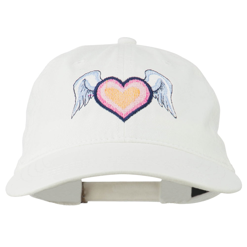 Heart Angel Wings Embroidered Washed Cap - White OSFM - Walmart.com