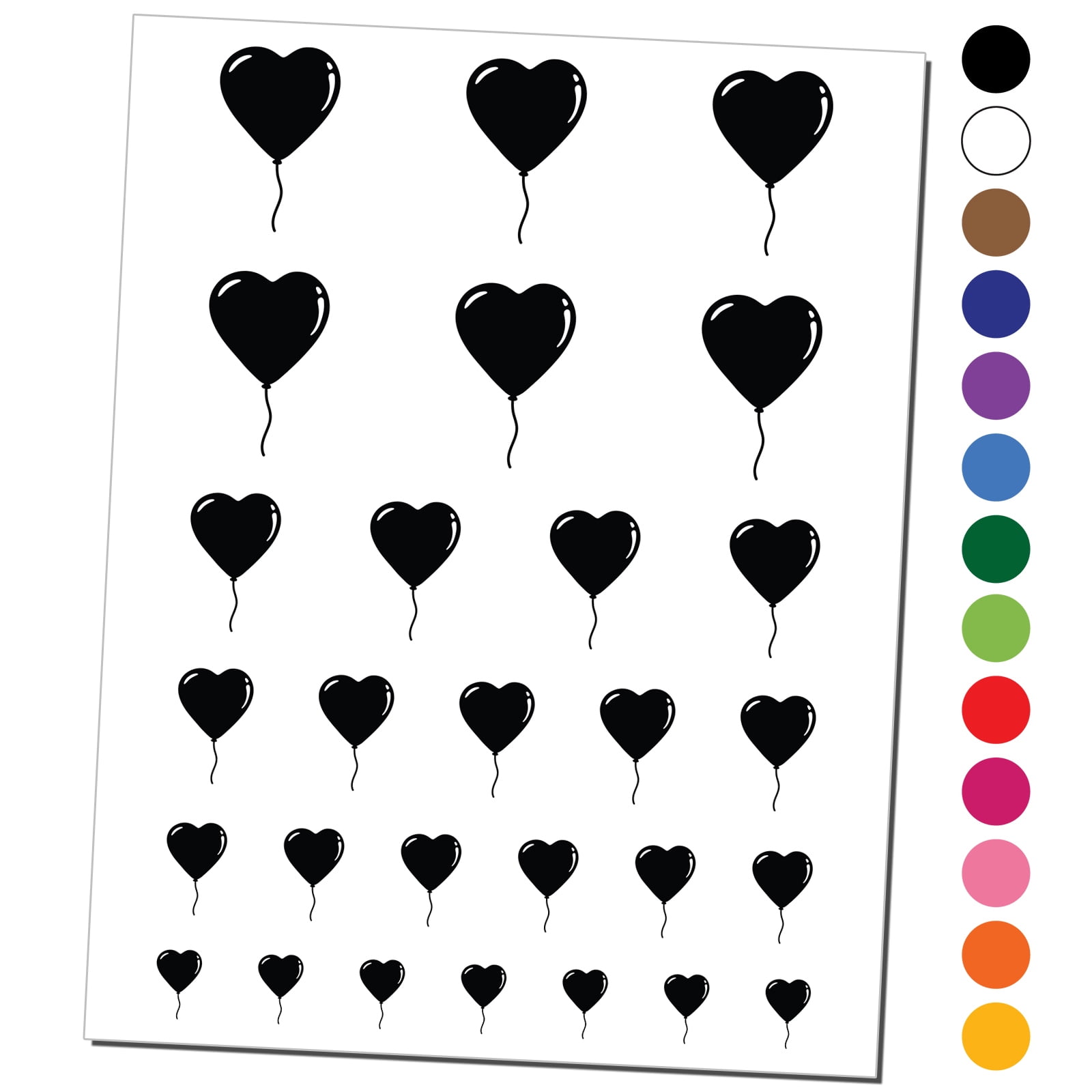 Heart Balloon Valentine's Day Water Resistant Temporary Tattoo Set Fake ...